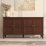 HLR 57.8" W Mid-Century 4 Door Credenzas & Sideboards With Adjustable ...
