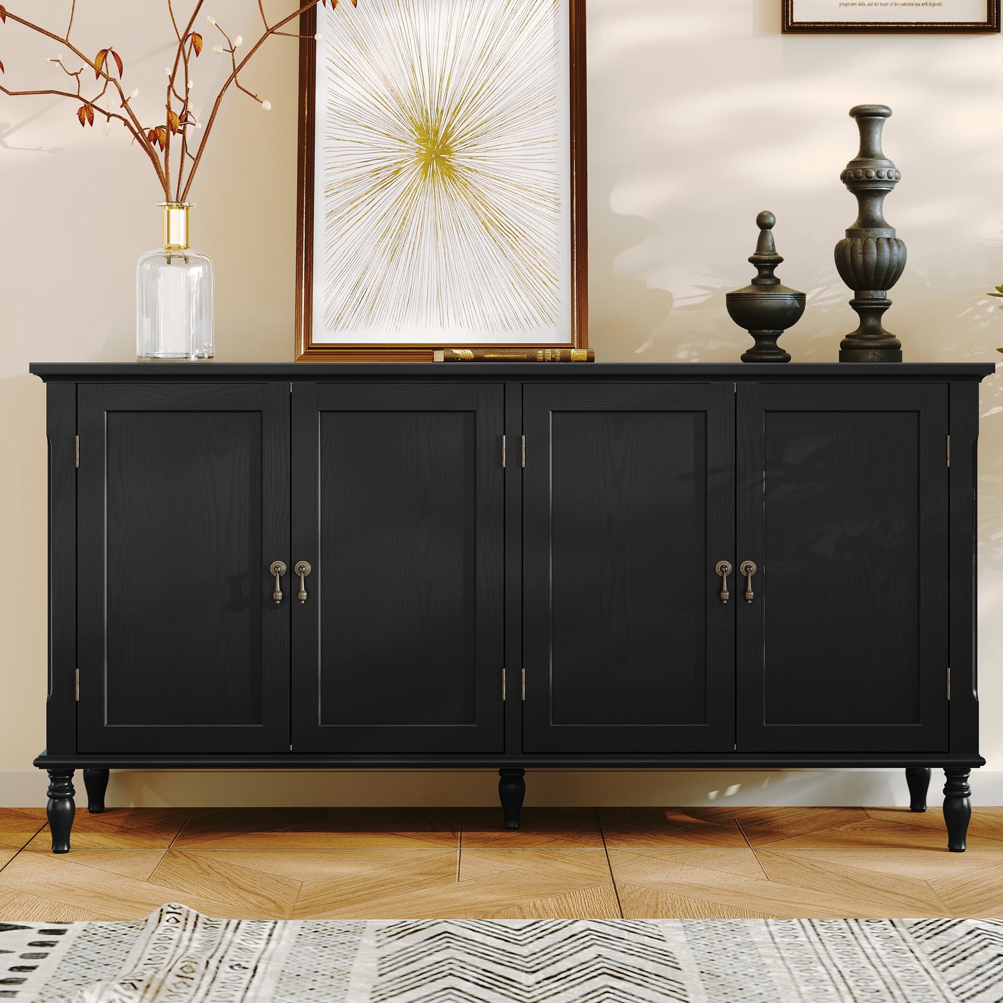 HLR 58'' Large Sideboard Buffet Cabinet with Storage, 4 Doors Modern ...