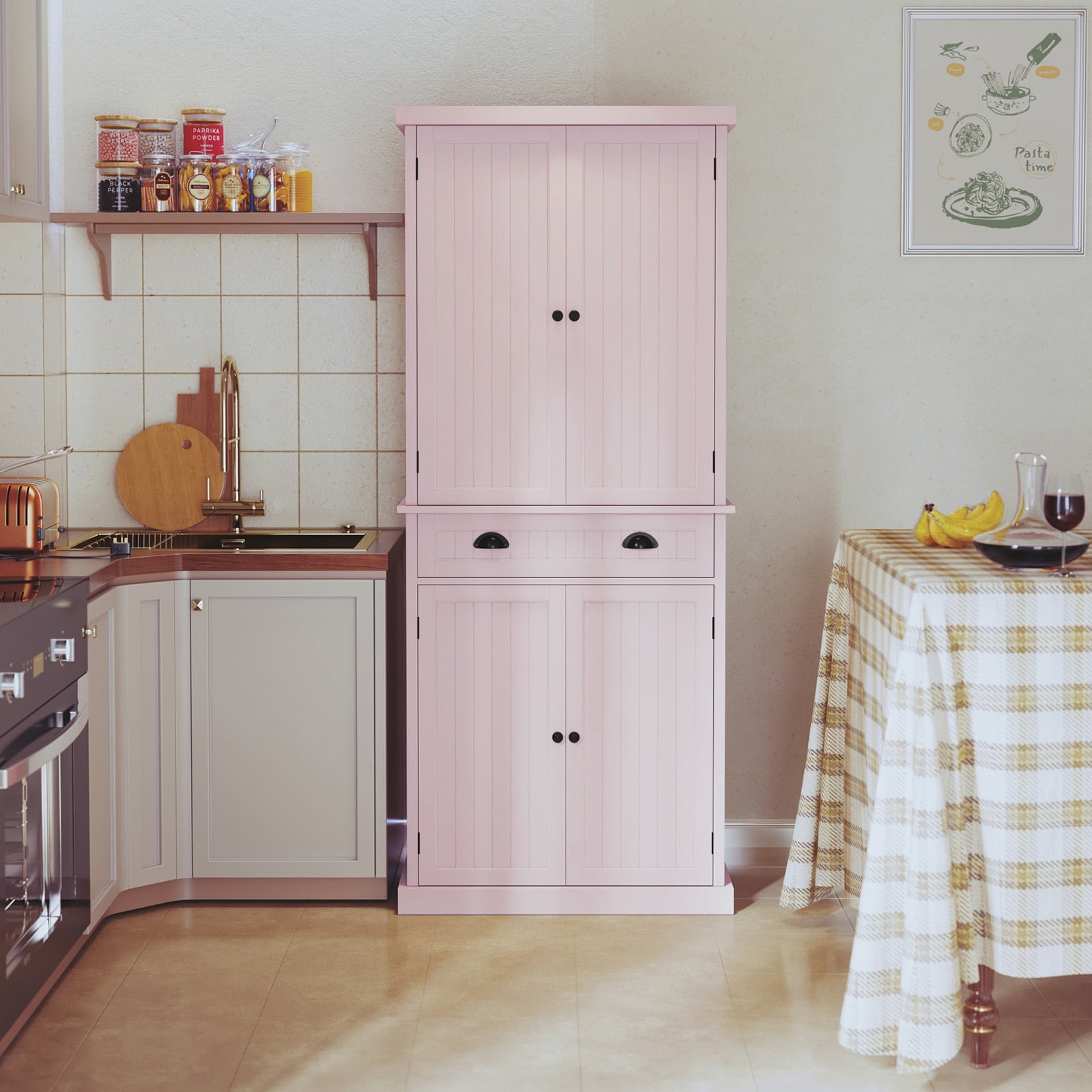 HLR 72 inches Kitchen Pantry Storage Cabinet, Tall Pantry Cabinets with ...