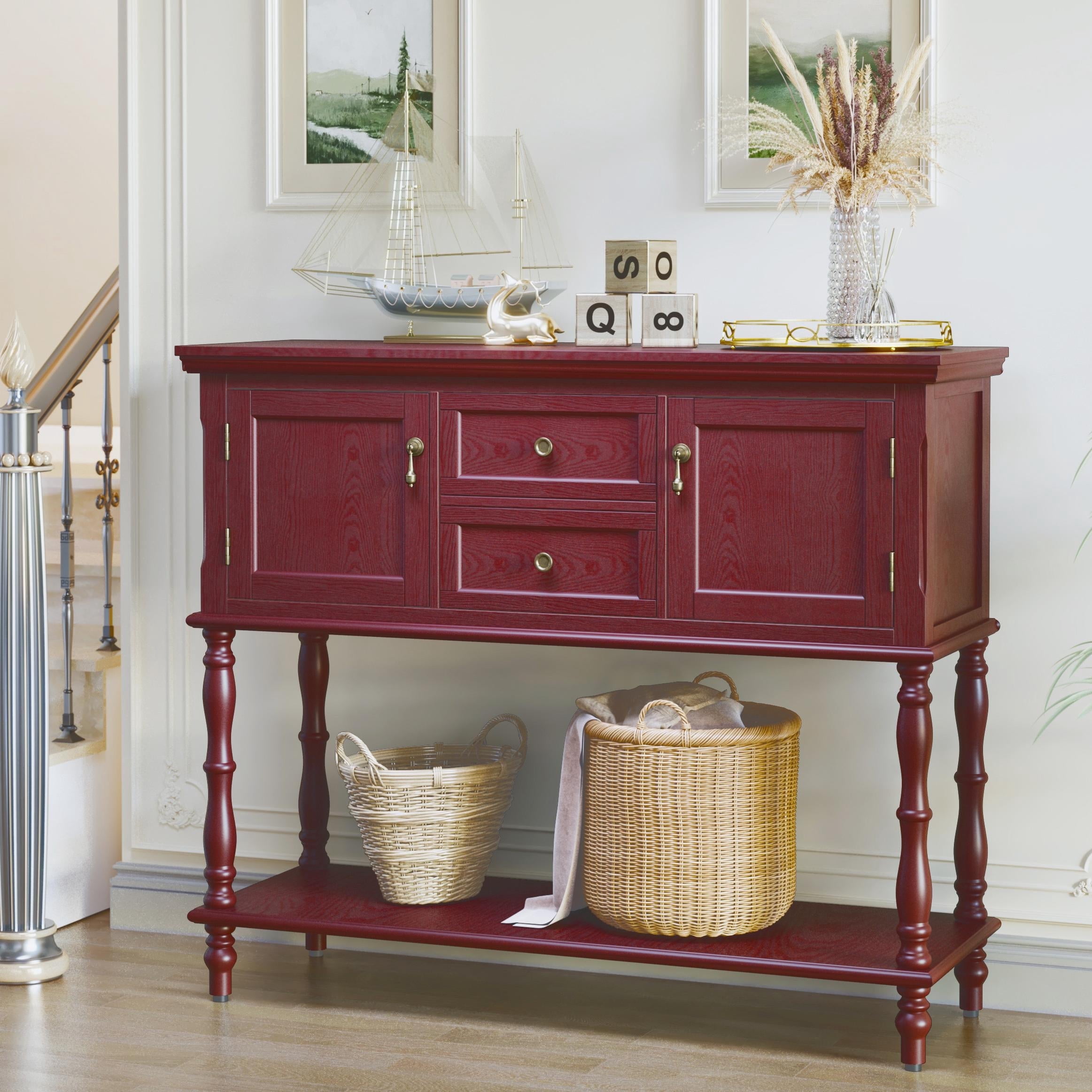 HLR 42" Farmhouse Entryway Narrow Storage Console Table with 2 Drawers ...