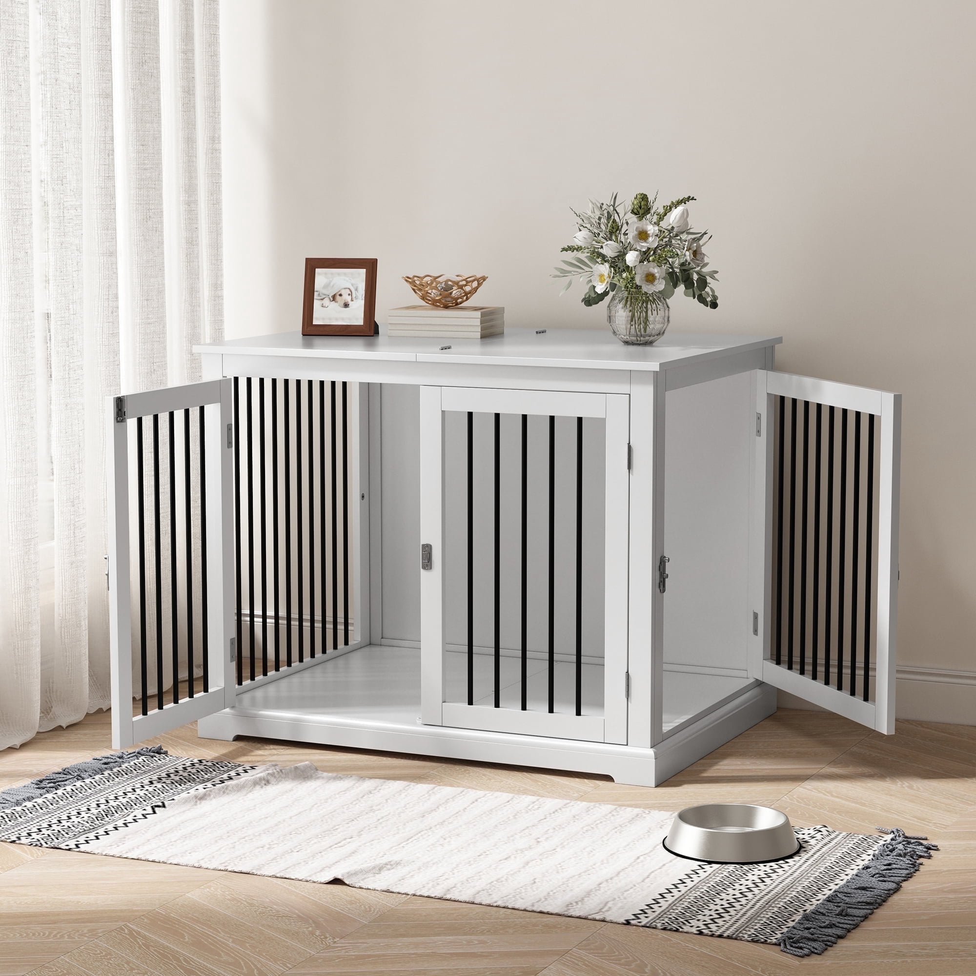 "HLR Big Side Open Large Dog Crate with Flip Cover, Anti-Chew Metal ...