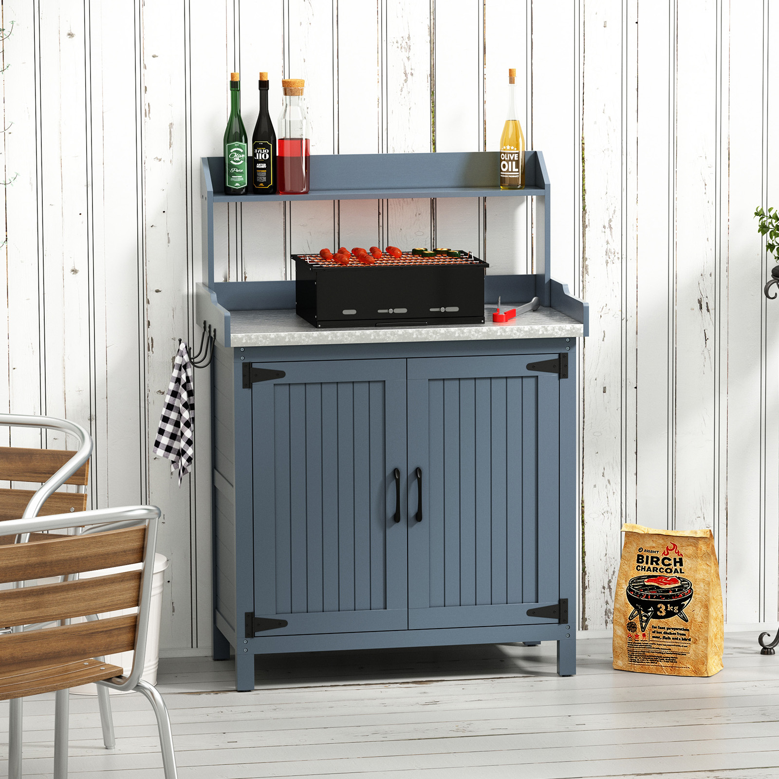 Free Shipping! HLR Potting Bench with Storage, Galvanized Steel ...