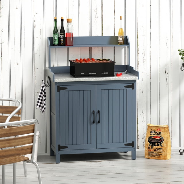 Free Shipping! HLR Potting Bench with Storage, Galvanized Steel ...