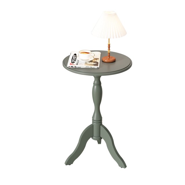 HLR Round Small End Table Wooden Side Table Pedestal Side Table,Vintage ...