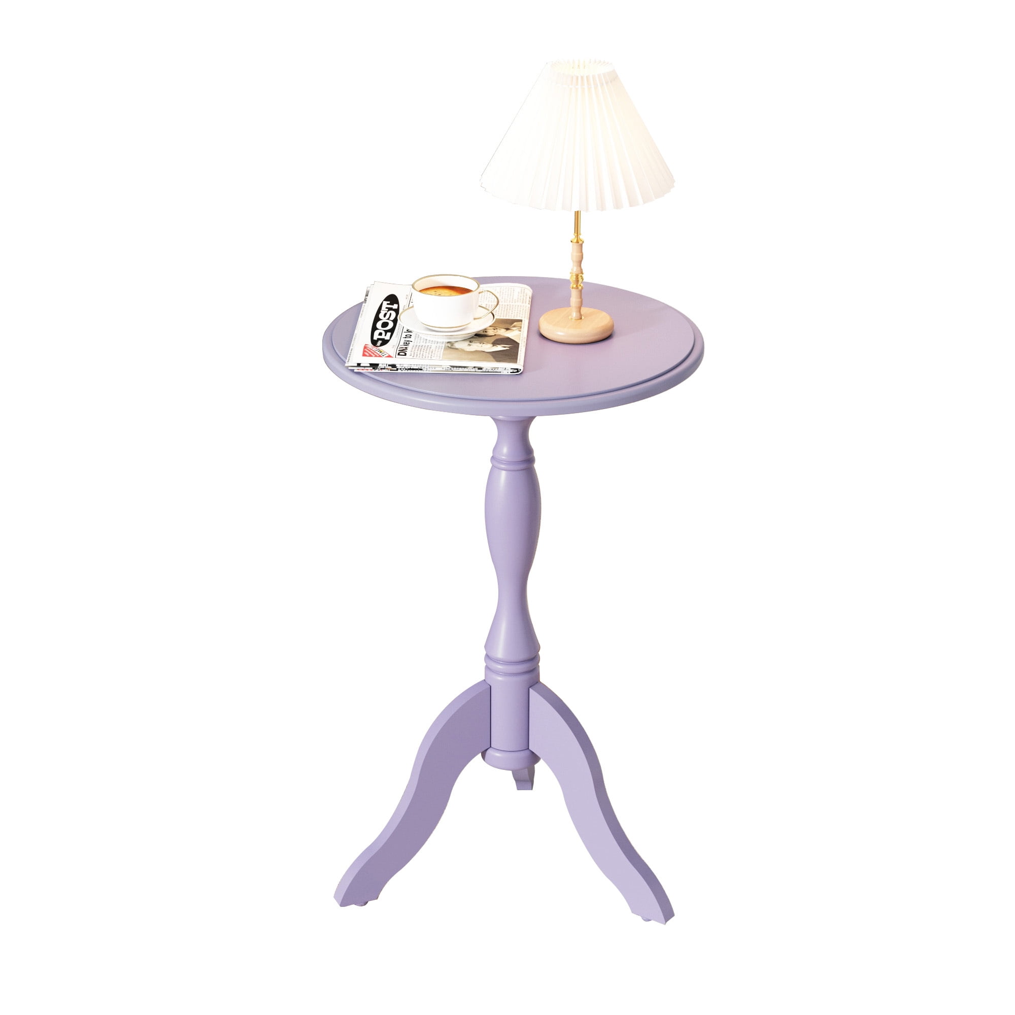 HLR Round Small End Table Wooden Side Table Pedestal Side Table,Vintage ...