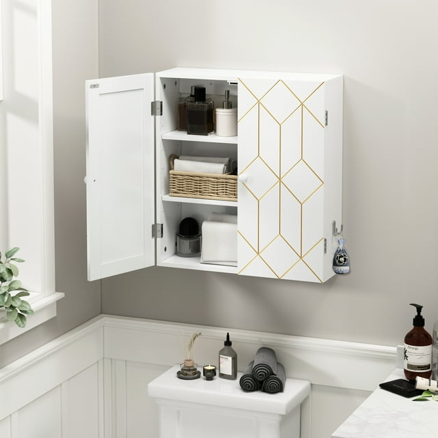 HLR Wall-Mounted Bathroom Storage Cabinet, Wall-Mounted with Double ...