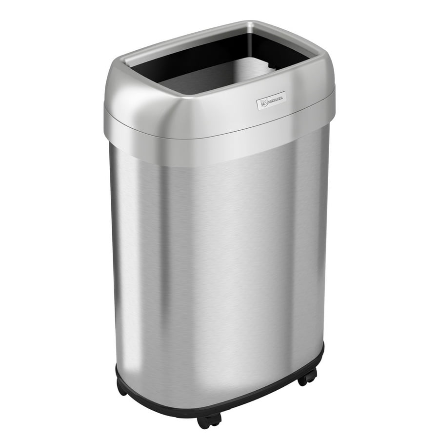 HLS Commercial HLMHLS13STVM Open Top Trash Can Receptacle with Wheels ...