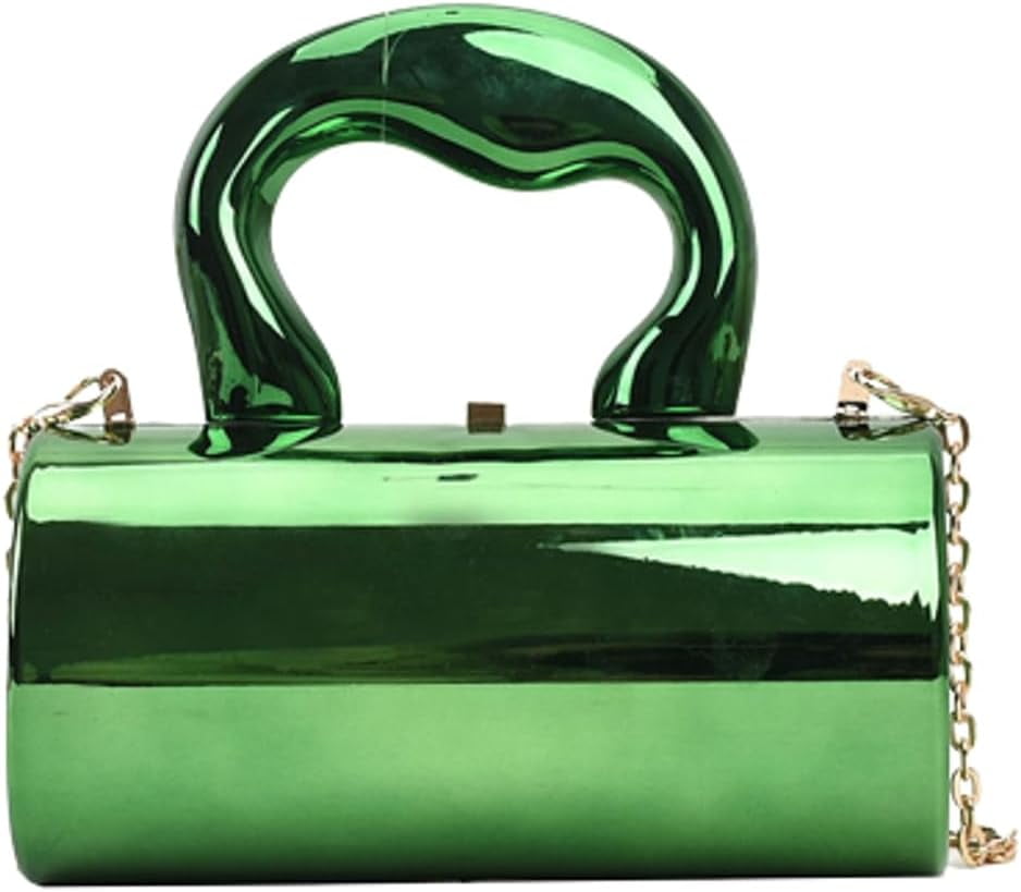 HLSOHJP Acrylic Evening Clutch Women Chic Metal Purses Shiny Barrel ...