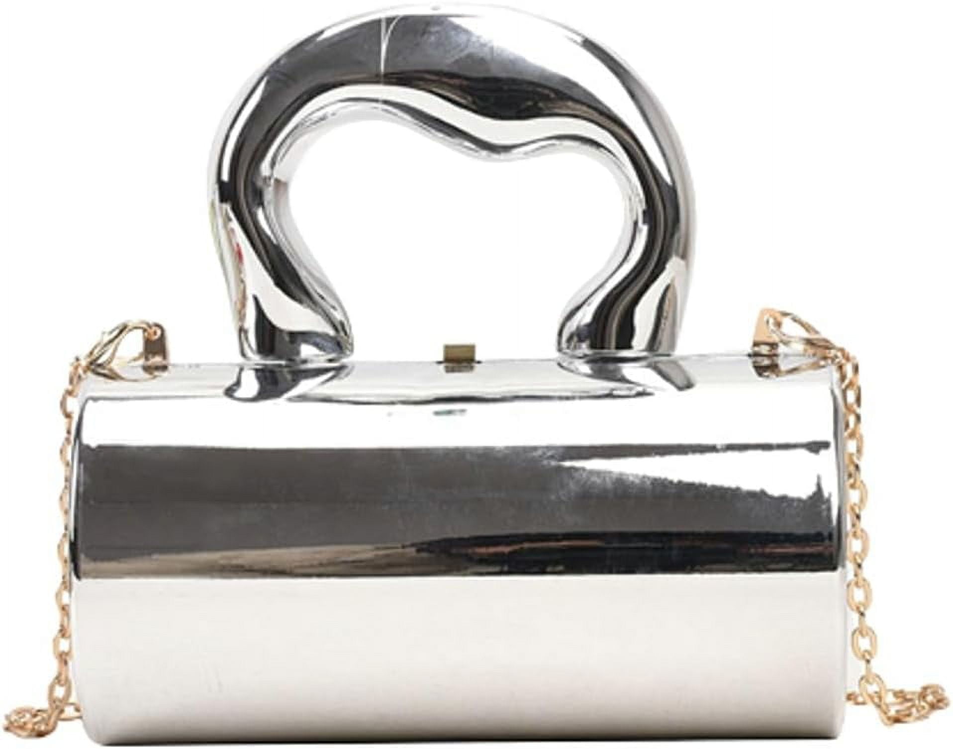 HLSOHJP Acrylic Evening Clutch Women Chic Metal Purses Shiny Barrel ...