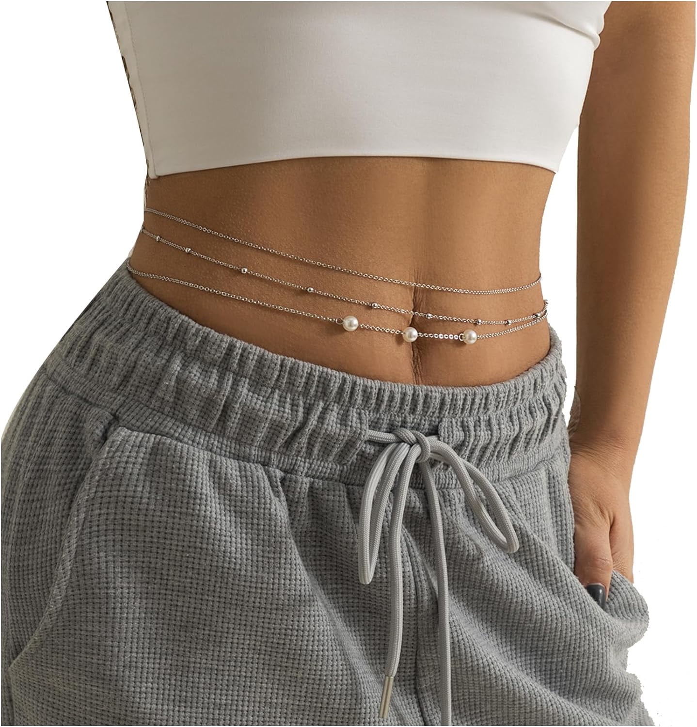 HLSOHJP Bikini Belly Chain Beach Body Jewerly Sexy Summer Beads Sequin ...
