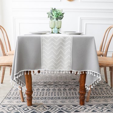 Lintex Linens Homespun Check 100% Cotton Woven Fringed Tablecloth 60 ...