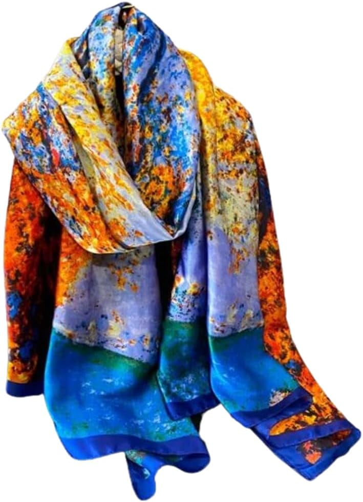 HLSOHJP Scarf for Women Silk Fashion Scarf Floral Print Scarves for Women Pashmina Sunscreen ...