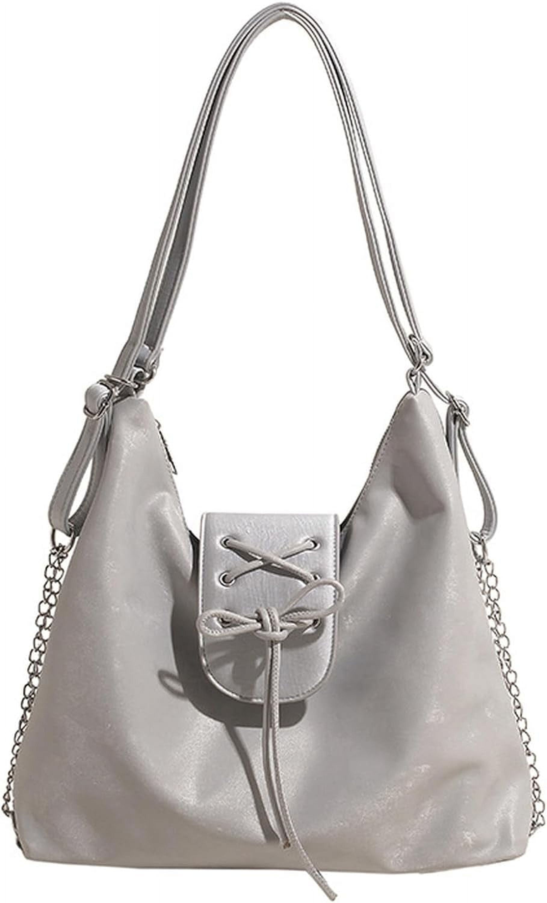 HLSOHJP Slouchy PU Leather Tote Hobo Bags Women Bow Underarm Shoulder ...