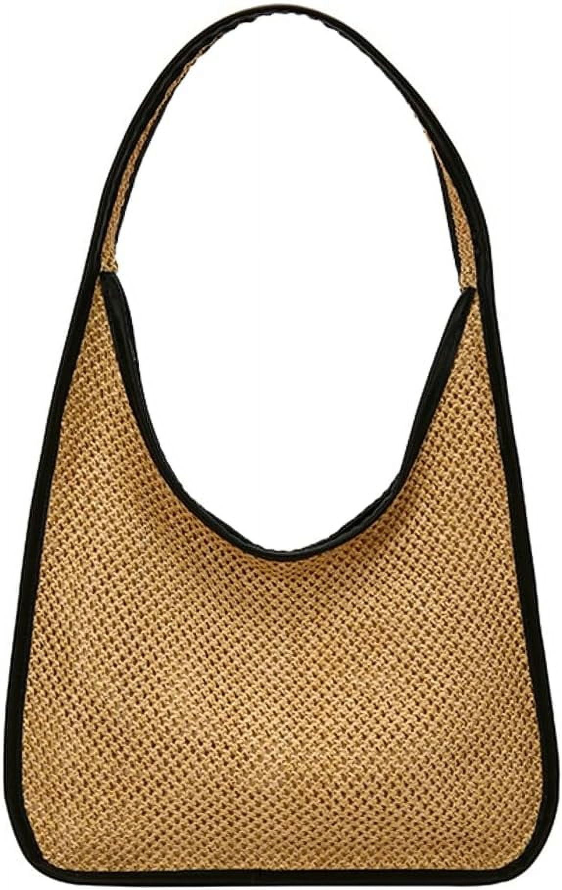 HLSOHJP Slouchy Straw Beach Bag Women Cute Underarm Hobo Shoulder Bags ...