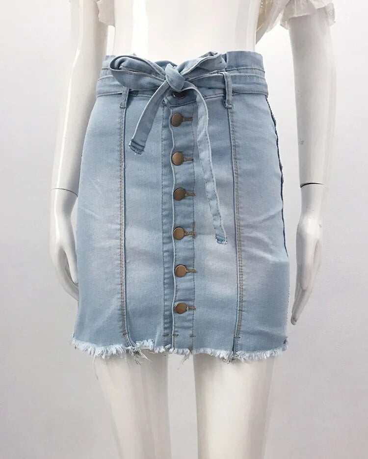 HLSOHJP Spring New Women's Summer High Waist Tie Denim Short Skirt ... HLSOHJP Spring New Women's Summer High Waist Tie Denim Short Skirt ...