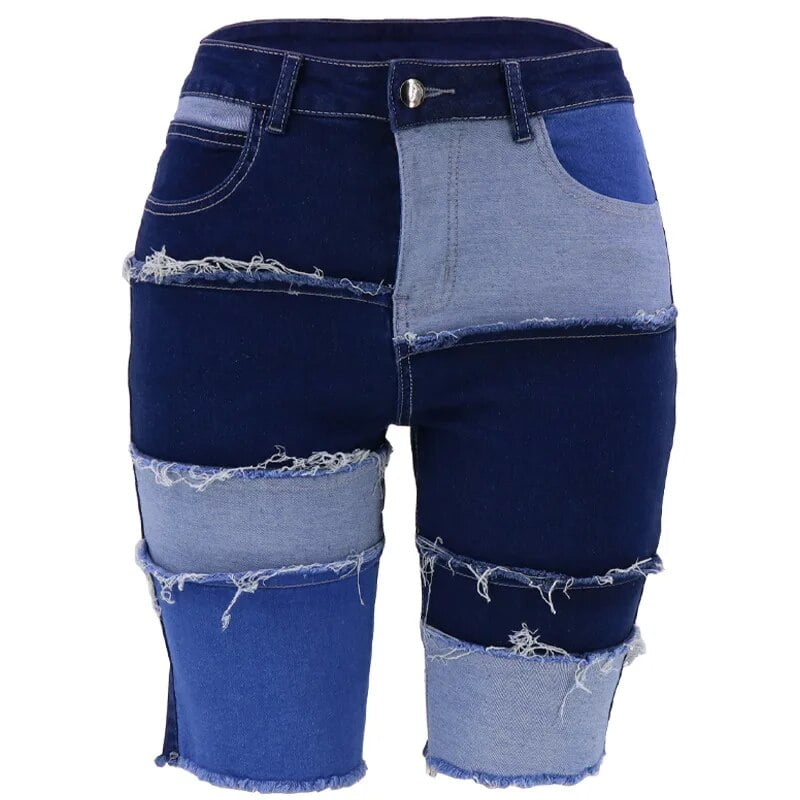 HLSOHJP Spring/Summer New High Waist Stitching Denim Shorts For Women ... HLSOHJP Spring/Summer New High Waist Stitching Denim Shorts For Women ...