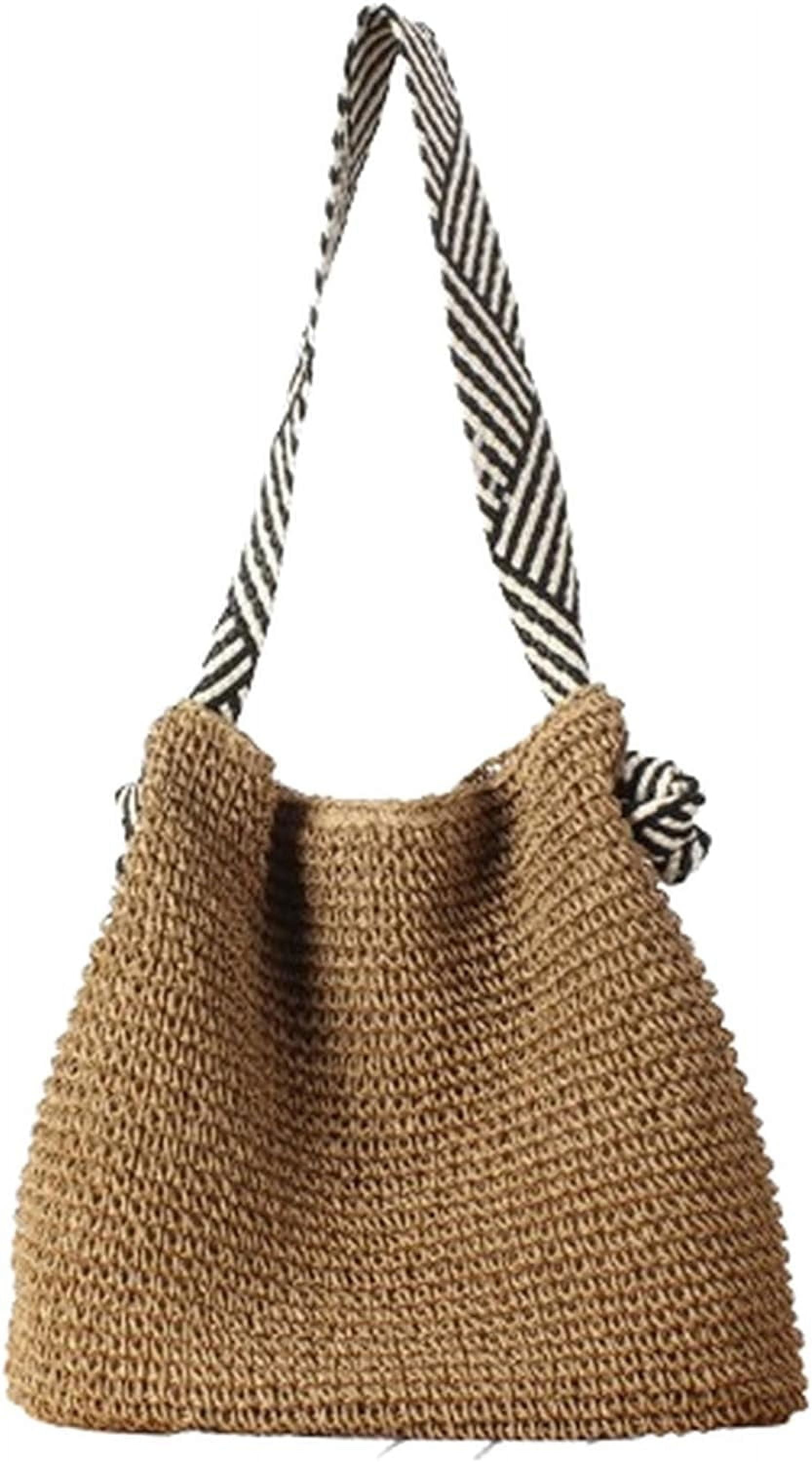 HLSOHJP Straw Beach Bag Hobo Bags Women Vintage Knot Shoulder Bag ...