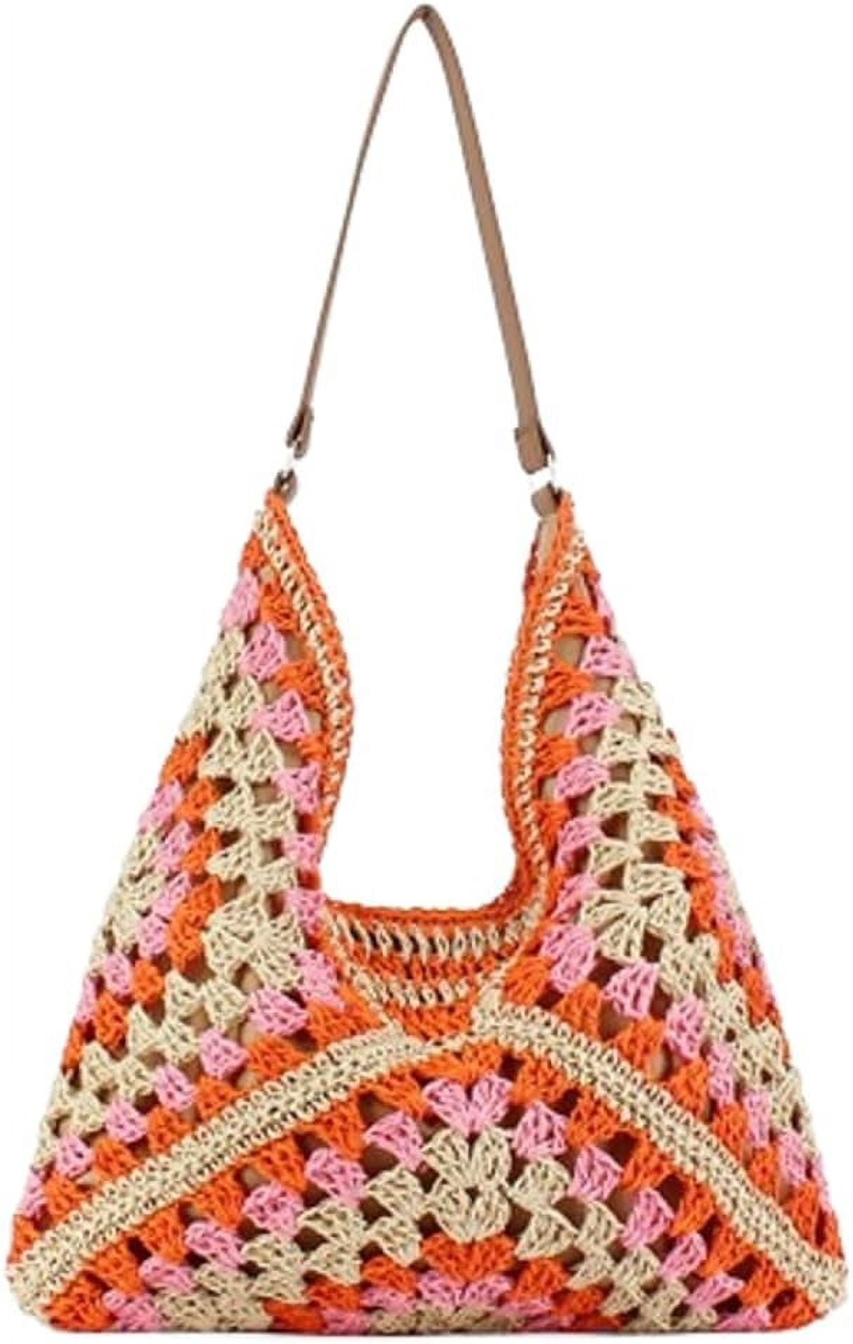HLSOHJP Straw Beach Bag Hobo Bags for Women Vintage Shoulder Bag ...