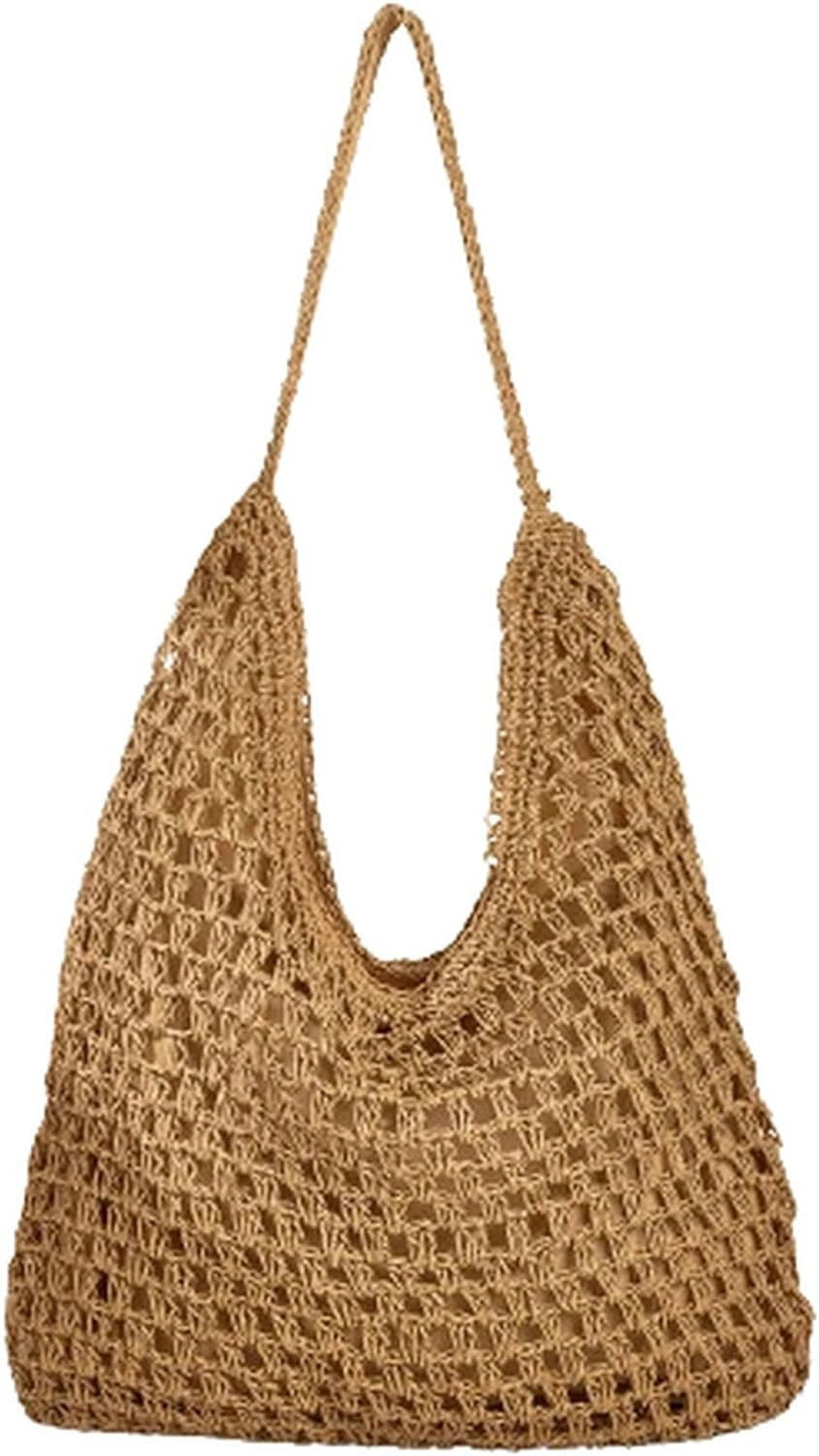 HLSOHJP Straw Beach Bag Women Hobo Bags Vintage Summer Beach Bag Basket ...