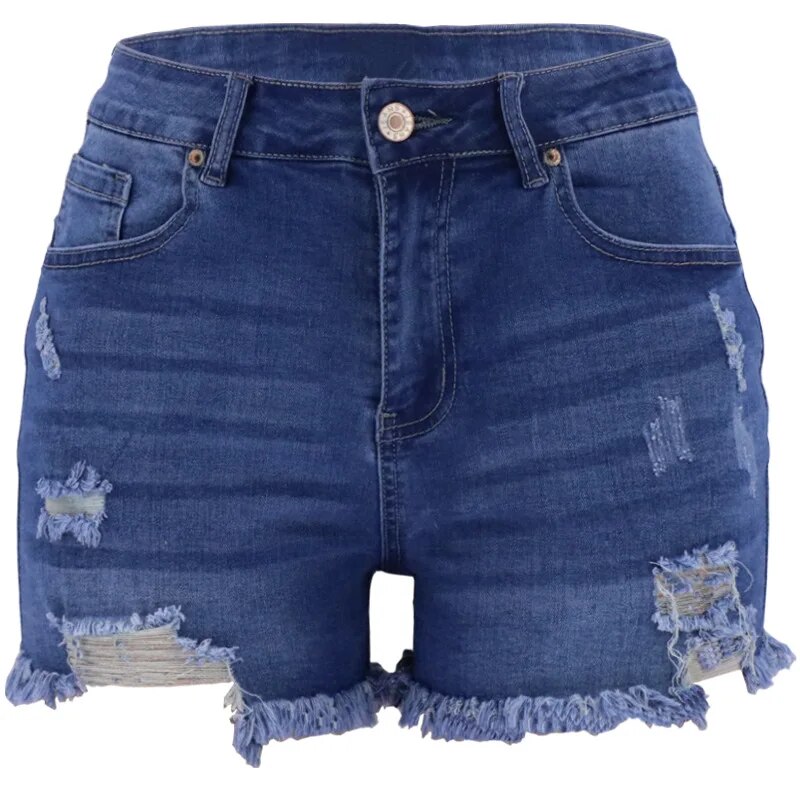 HLSOHJP Summer New 4 Colors Denim Shorts For Women Fashion Ripped High ...