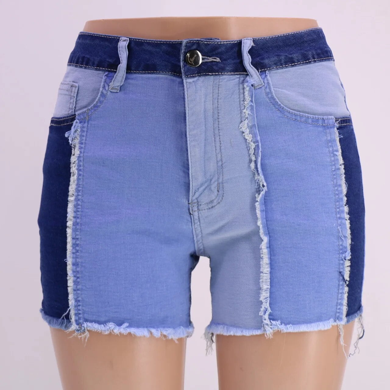 HLSOHJP Summer New High Waist Stitching Denim Shorts For Women Fashion ... HLSOHJP Summer New High Waist Stitching Denim Shorts For Women Fashion ...