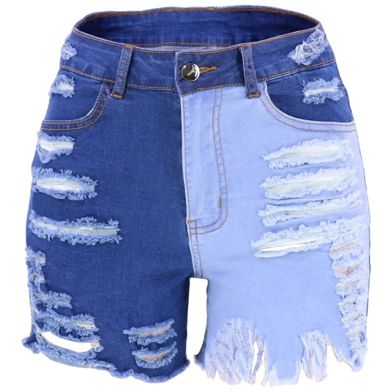 HLSOHJP Summer New Woman High Waist Hole Denim Shorts Fashion Two-color ... HLSOHJP Summer New Woman High Waist Hole Denim Shorts Fashion Two-color ...