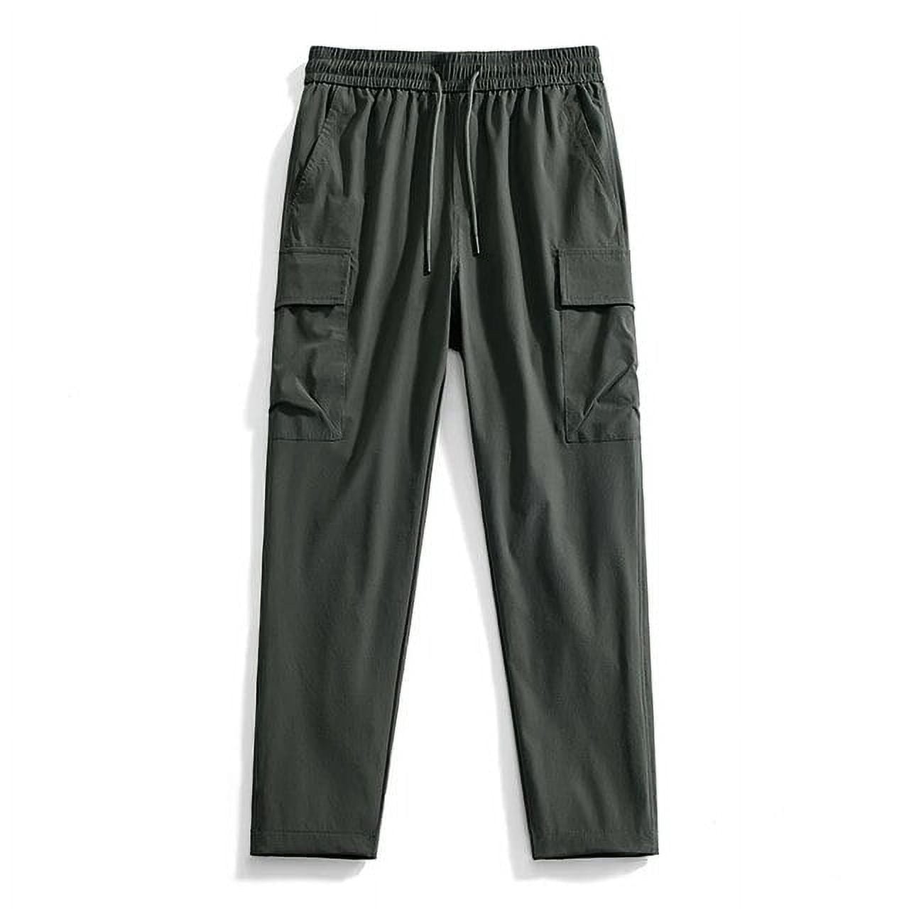Hlsohjp Summer Quick Dry Cargo Pants Men Multi Pockets Sportswear Light
