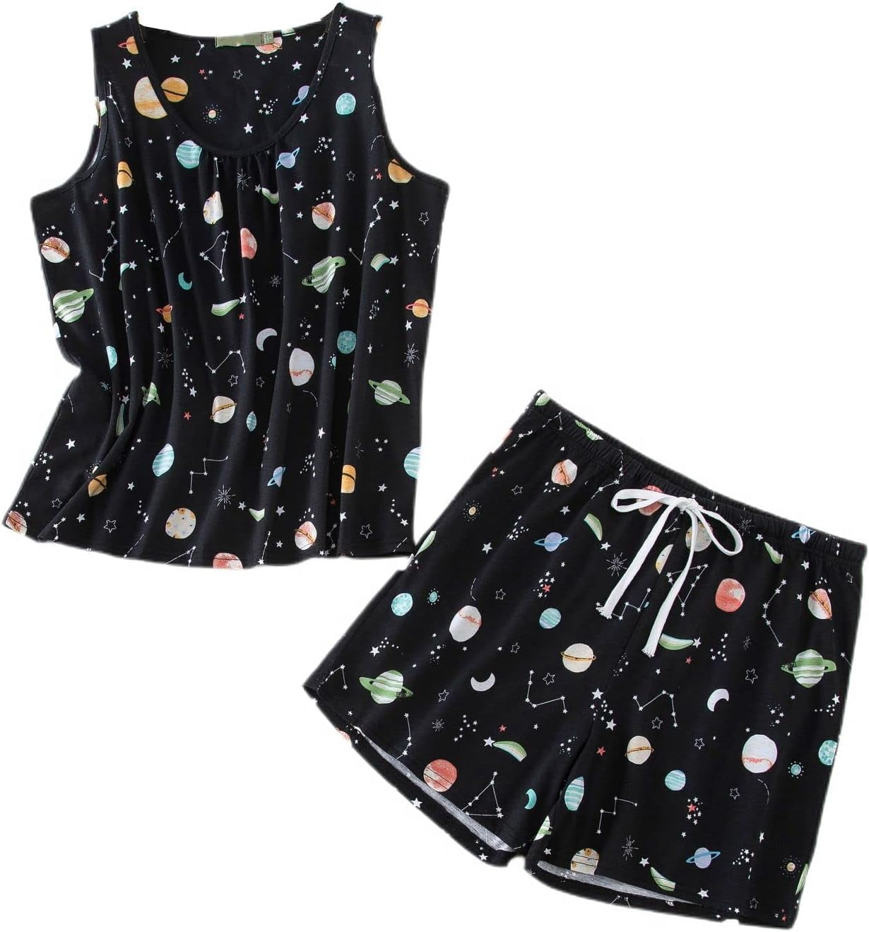 HLSOHJP Women's 2 Piece Cartoon Shorts Pajamas Set Cotton Pjs Short ...