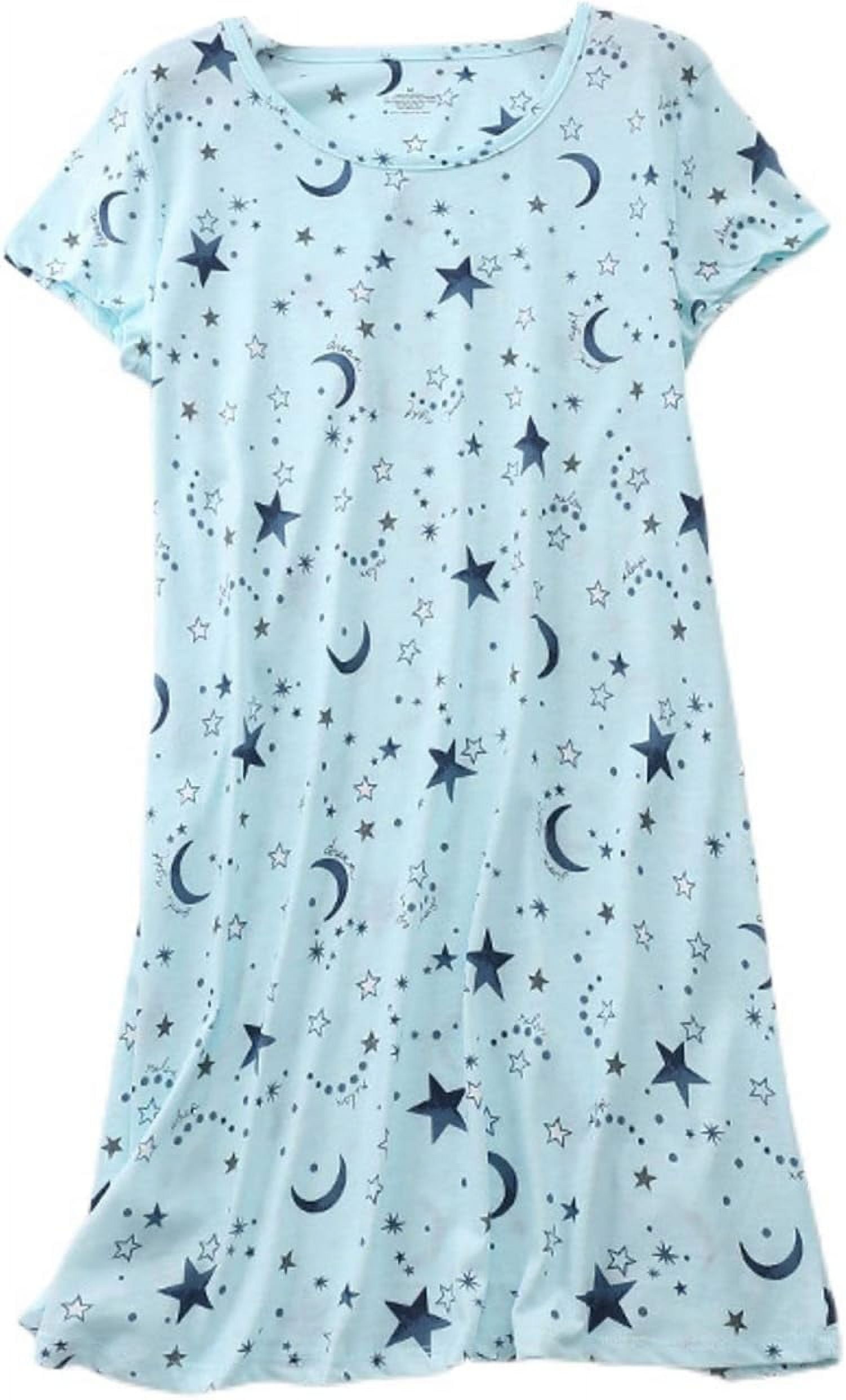 HLSOHJP Women's Cotton Nightgown Short Sleeve Cartoon Printed Sleep ...