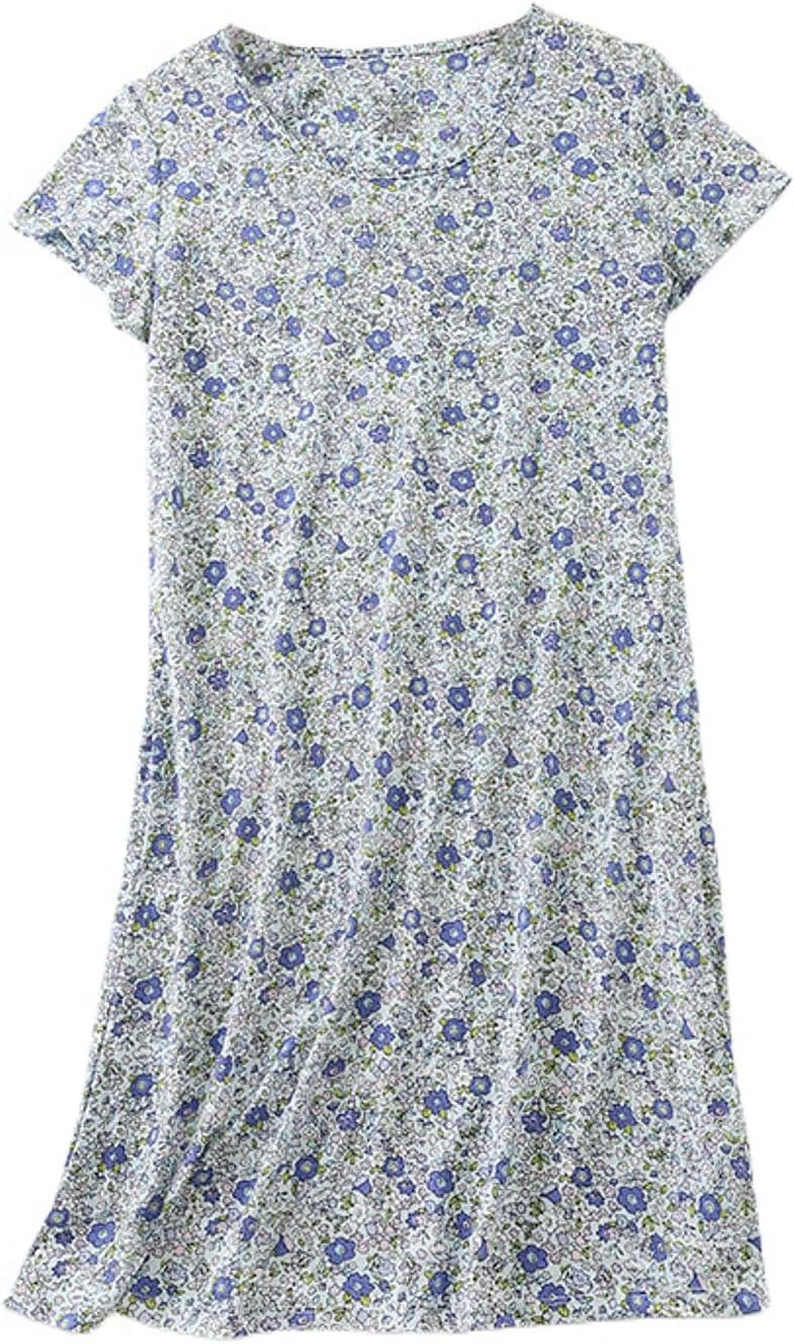 HLSOHJP Women's Cotton Nightgown Short Sleeve Cartoon Printed Sleep ...