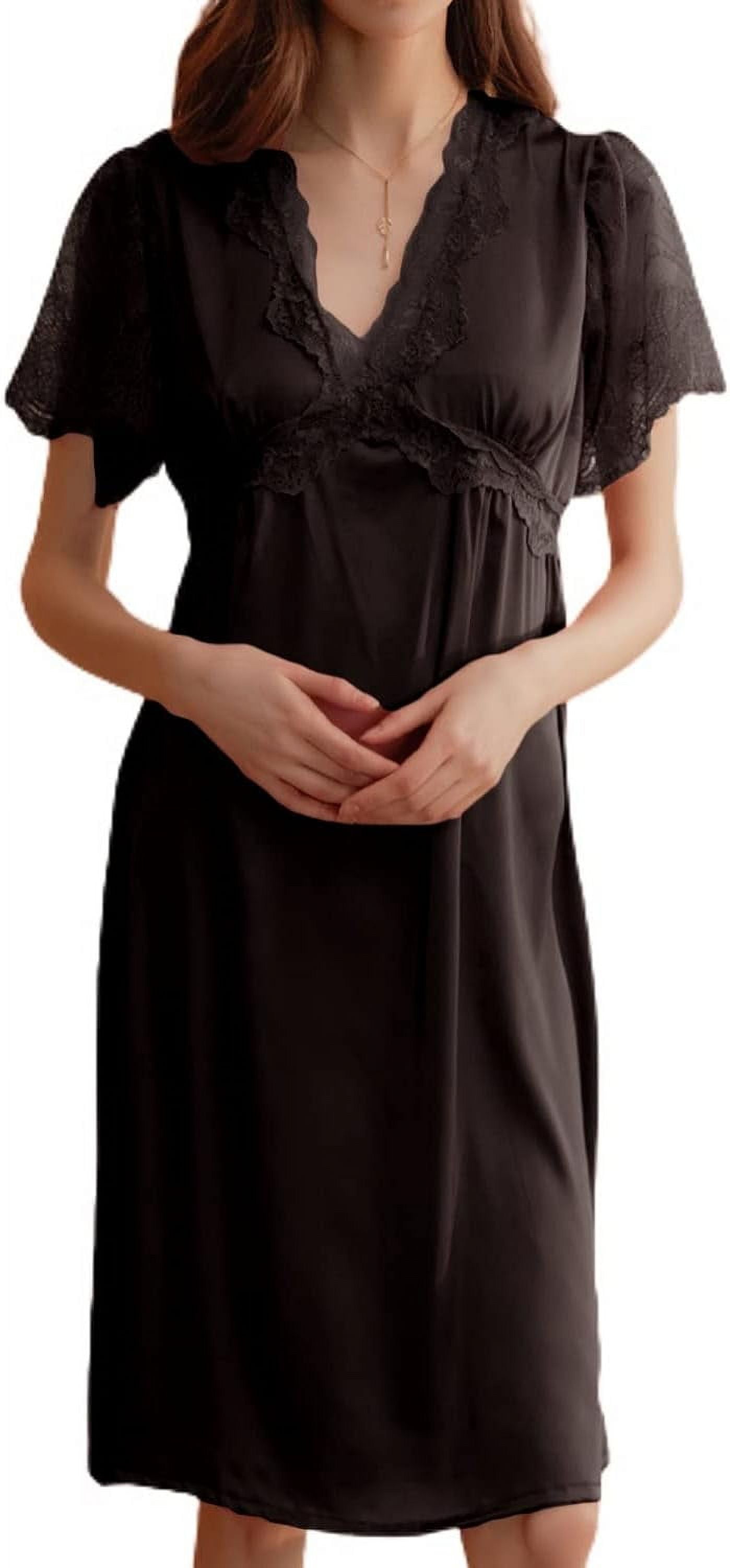 HLSOHJP Women's Cotton Victorian Nightgown Short Sleeve Pj Soft Pajama ...