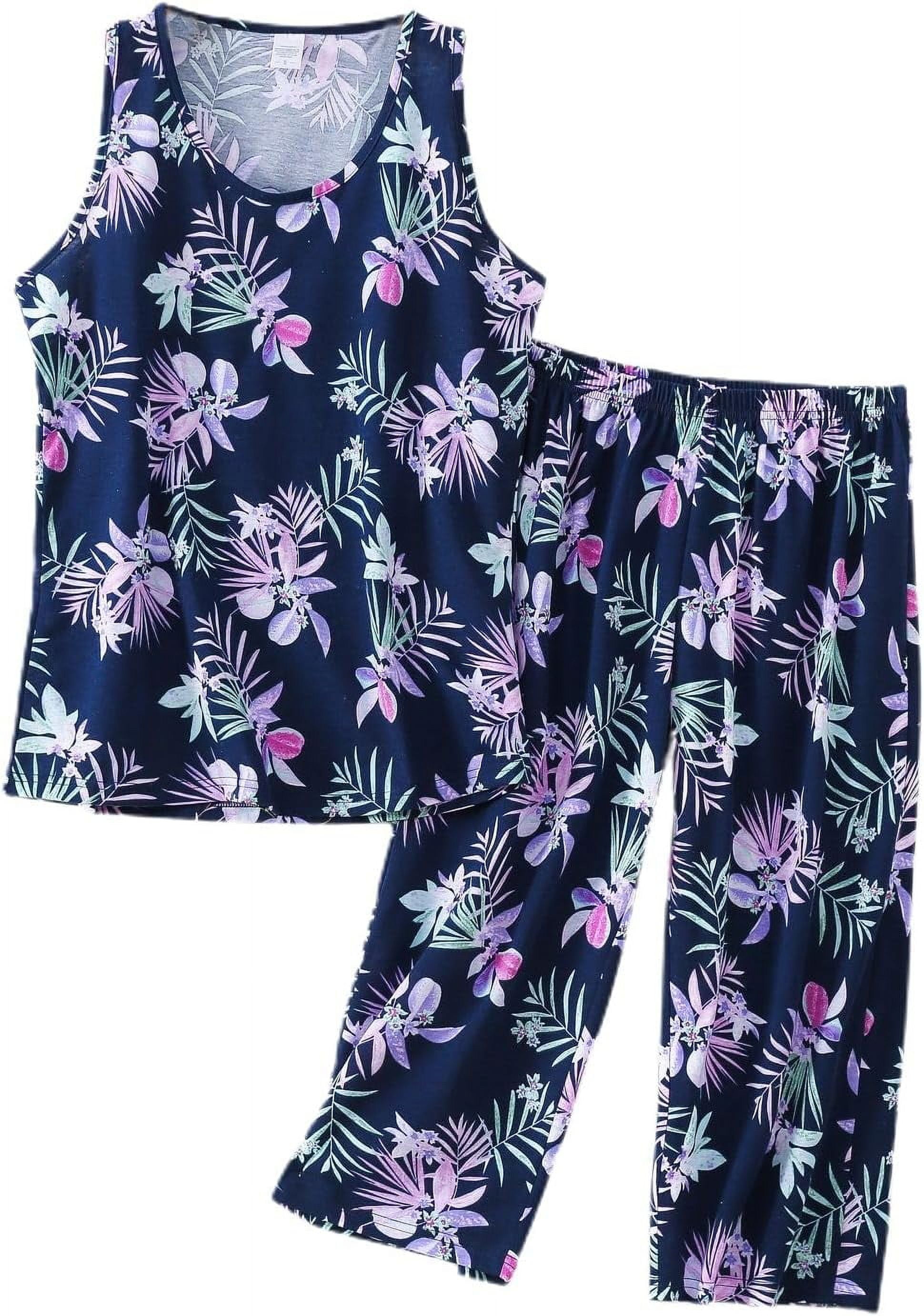 HLSOHJP Women's Cute Soft Tank Pajama Set 2 Piece Cami Pant Lightweight ...