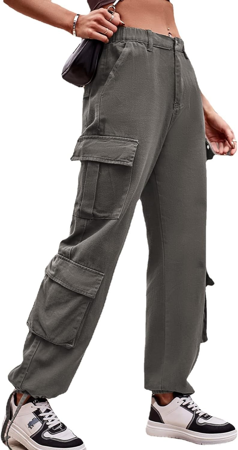 Hlsohjp Womens High Waist Baggy Jeans Flap Pocket Relaxed Fit Straight