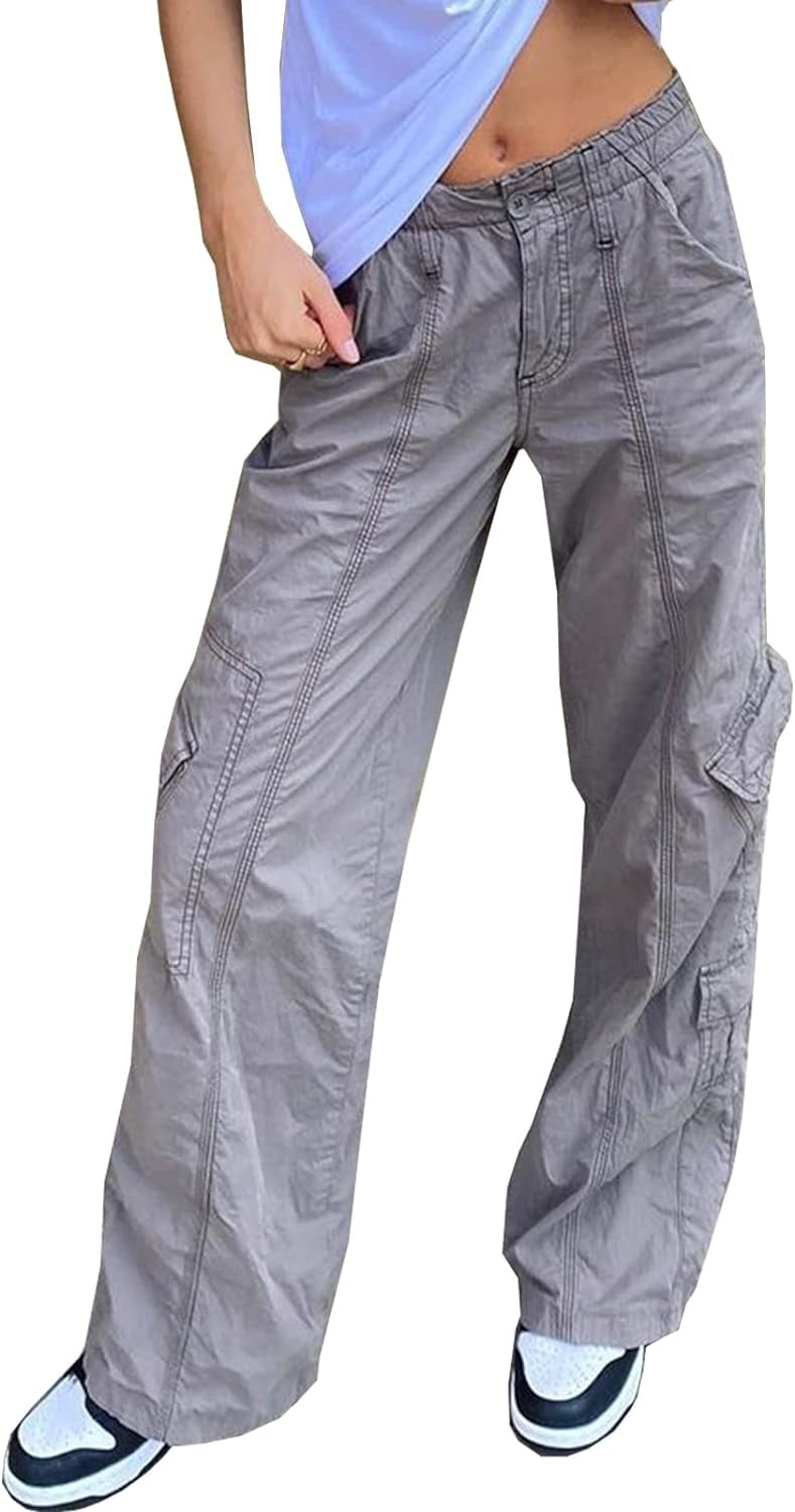 Hlsohjp Womens High Waist Baggy Jeans Flap Pocket Relaxed Fit Straight