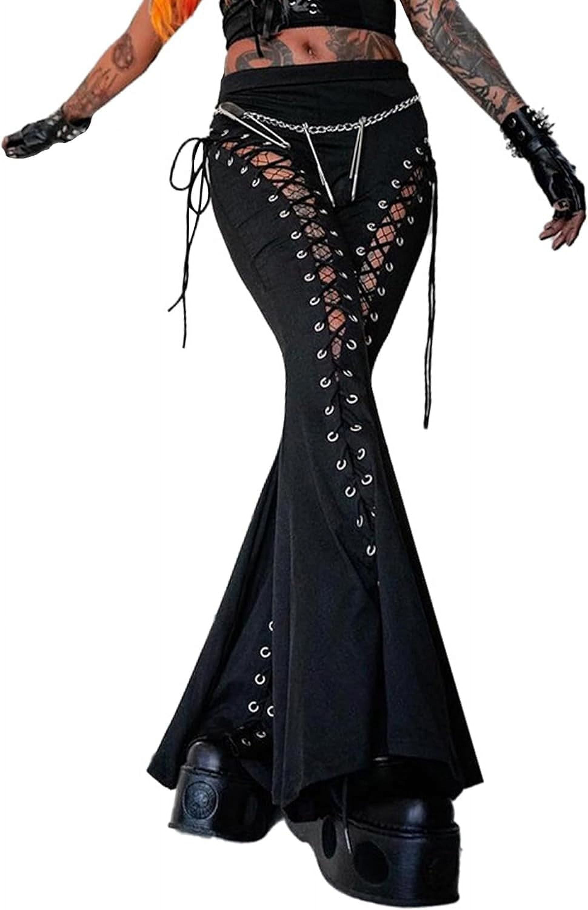 HLSOHJP Women's Lace Up Pants High Waist Bandage Criss Cross Bandage ...