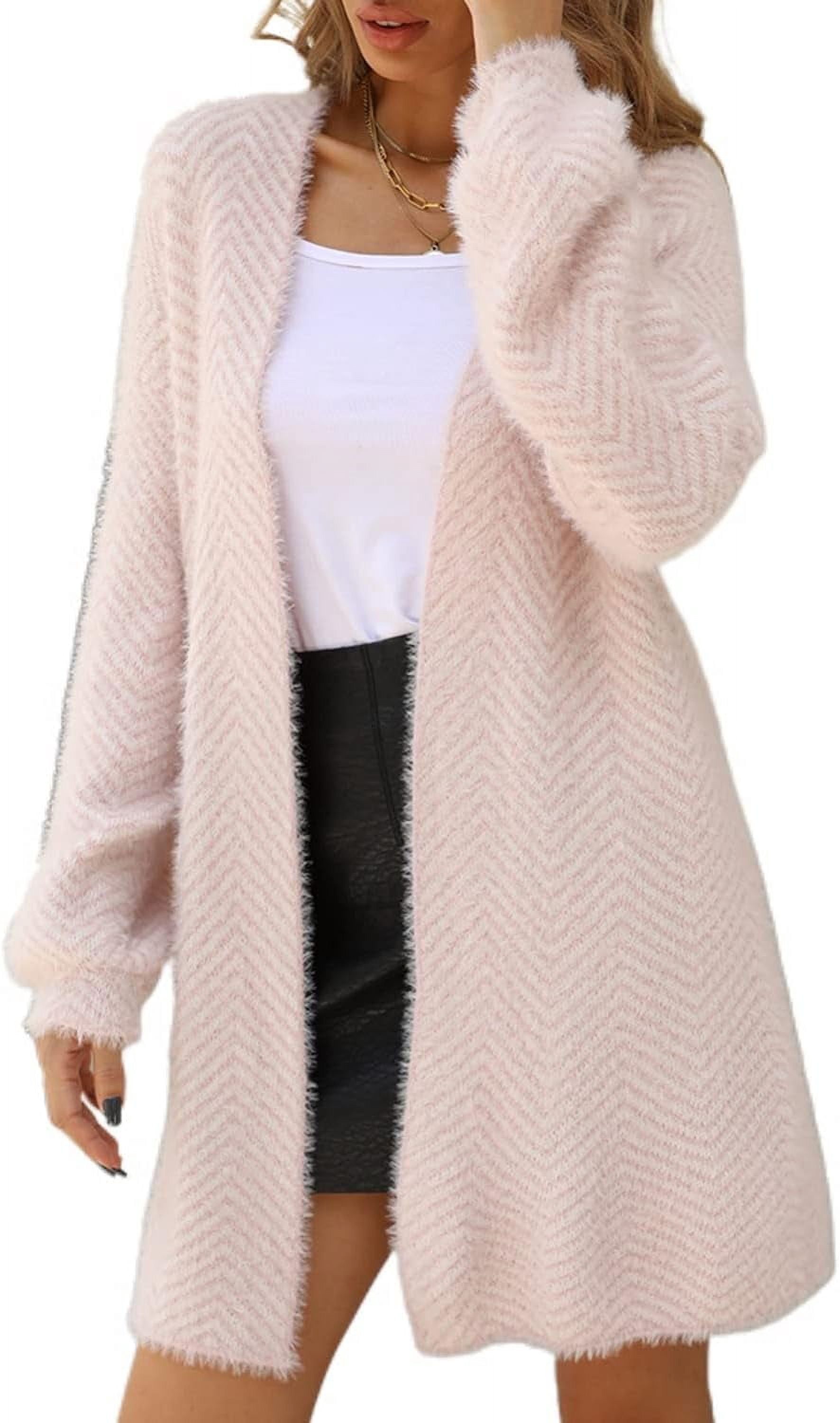 HLSOHJP Women's Long Duster Cardigan Chevron Fuzzy Baggy Loose Warm ...