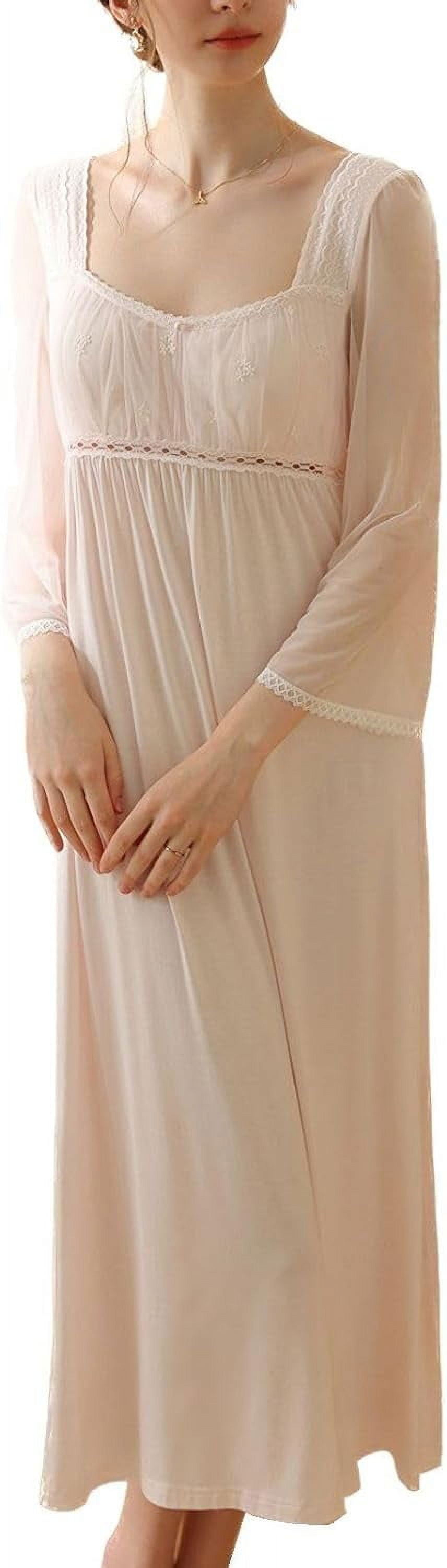 HLSOHJP Women's Long Sleeve Nightgown Princess Pajamas Soft Lace ...