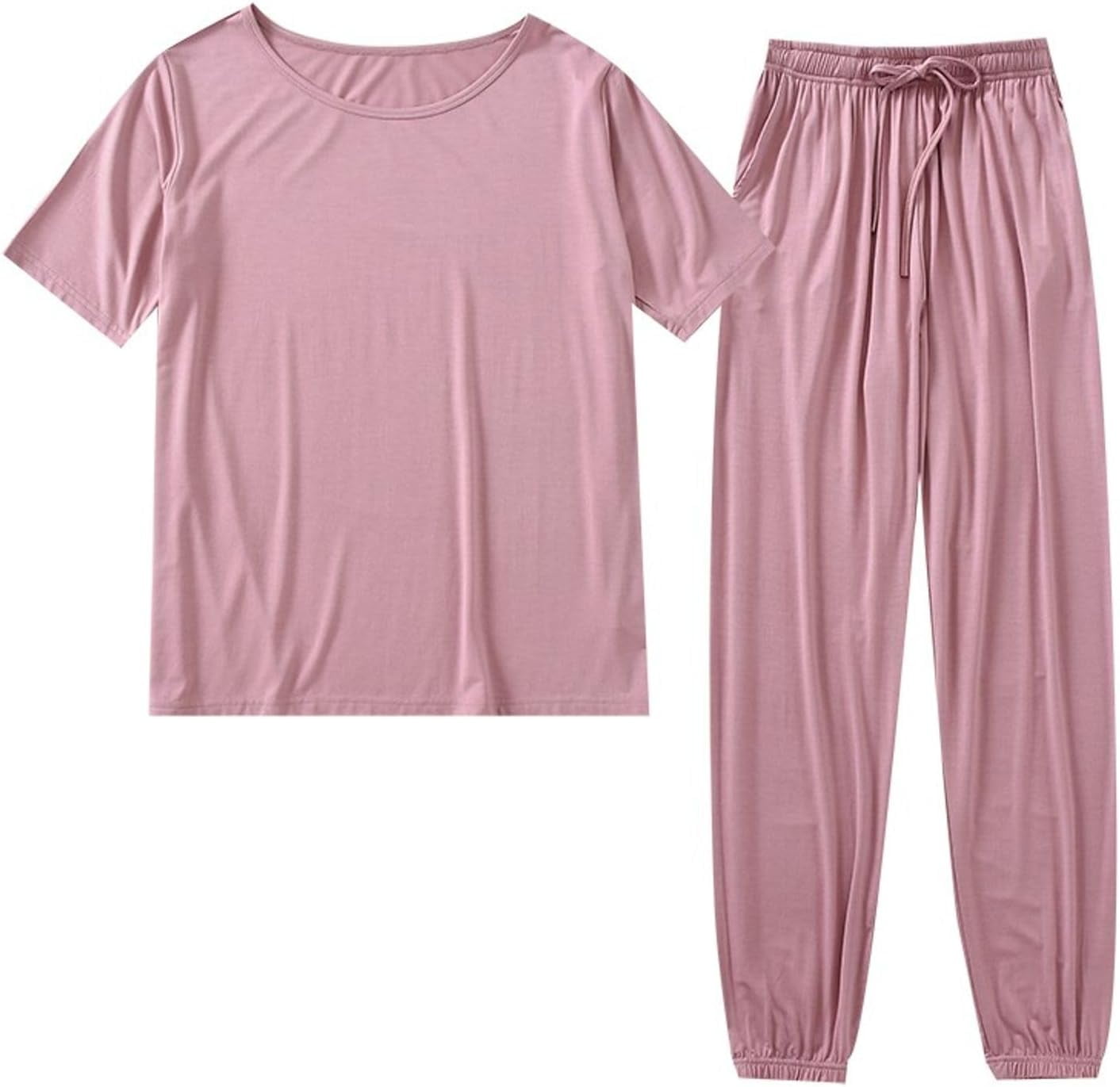 HLSOHJP Women's Pant Pajama Set Comfy 2 Piece Short Sleeve Thin Casual ...