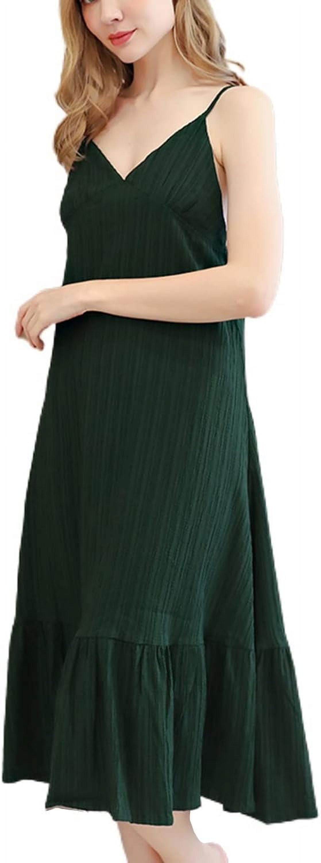 HLSOHJP Women's Sleeveless Nightgown Textured Frilly Long Sleep Dress ...