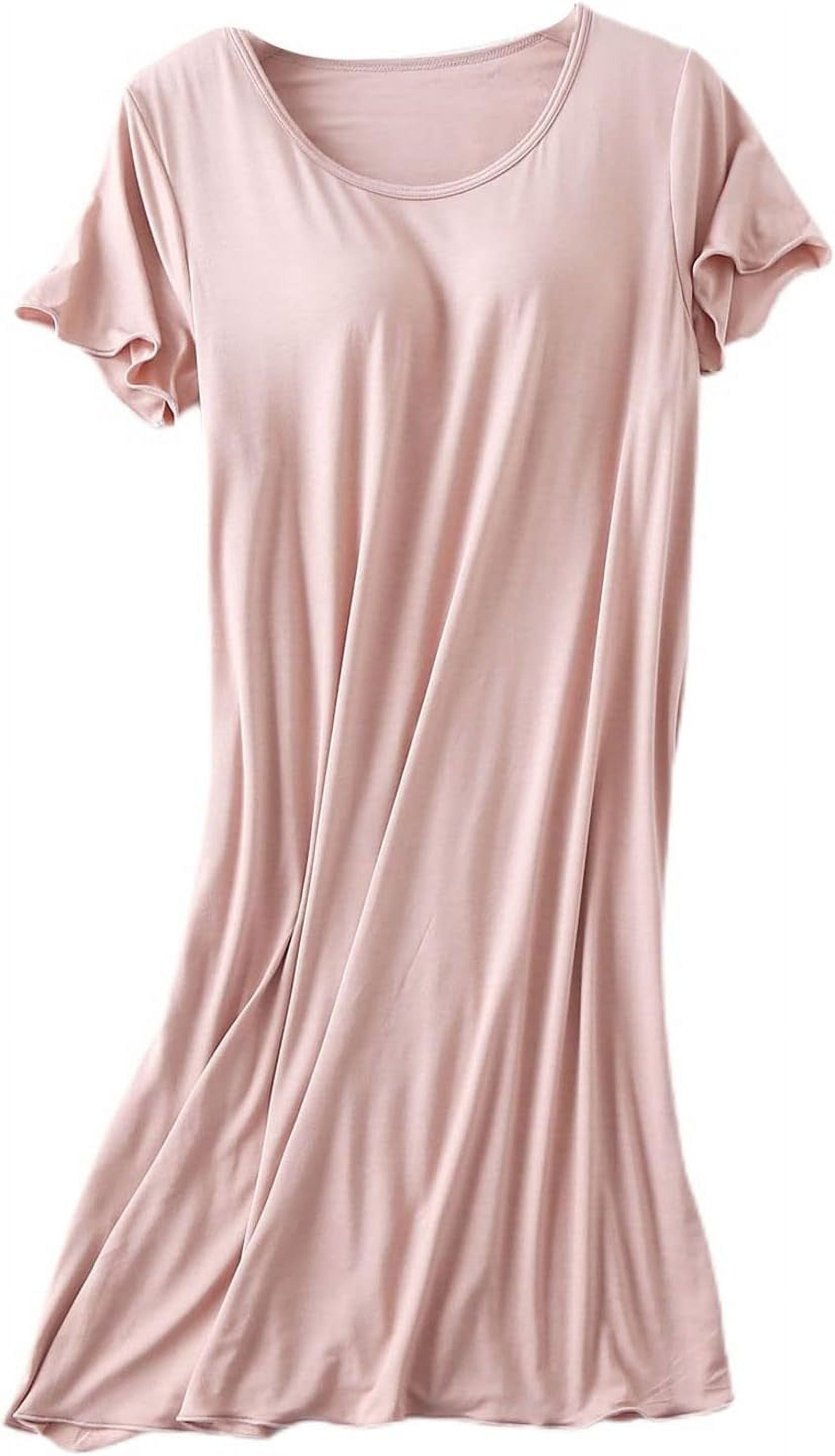 HLSOHJP Women's Soft Nightgown Frilly Sleep Dress Summer Short Sleeve ...