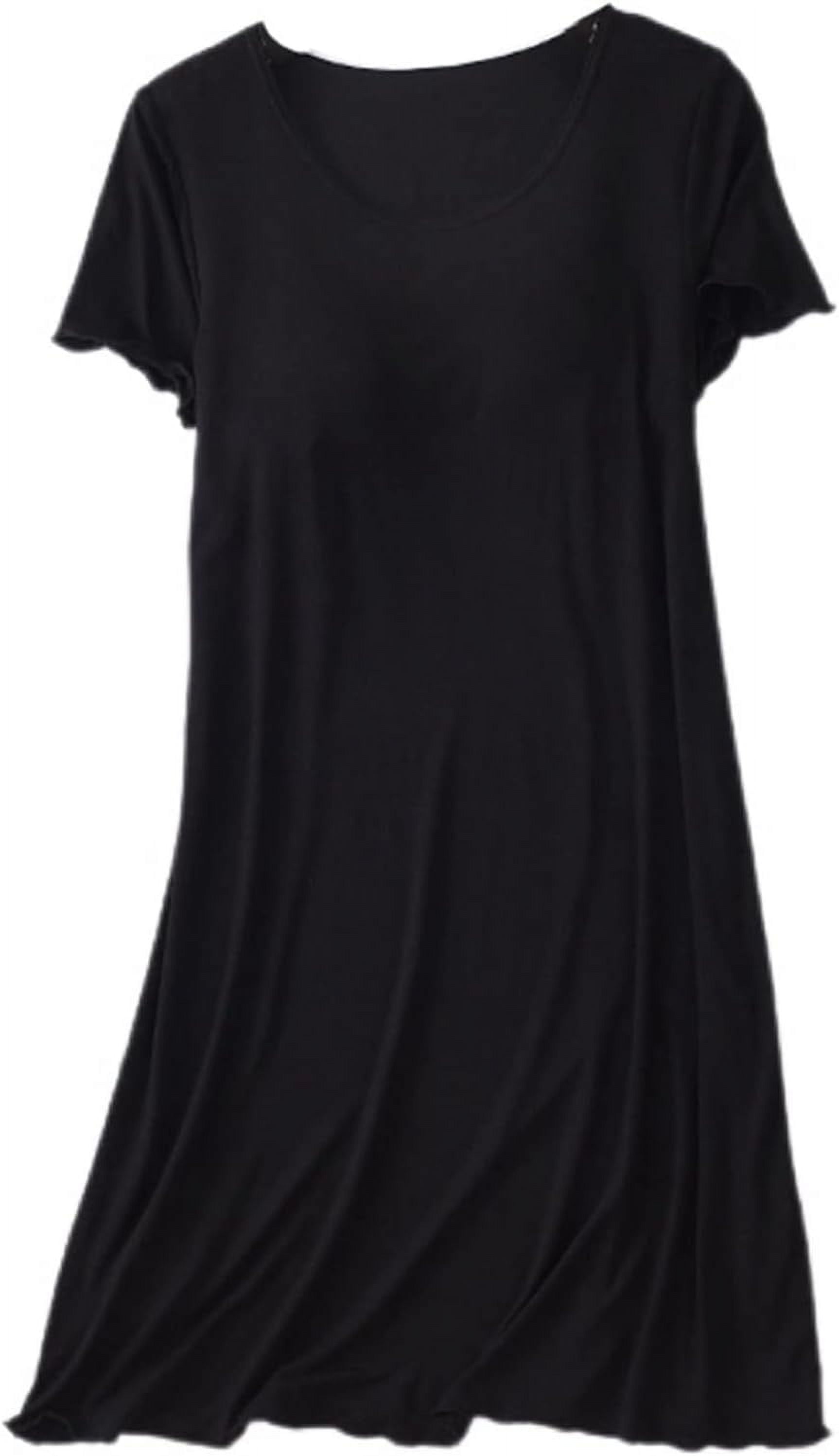 HLSOHJP Women's Soft Nightgown Frilly Sleep Dress Summer Short Sleeve ...