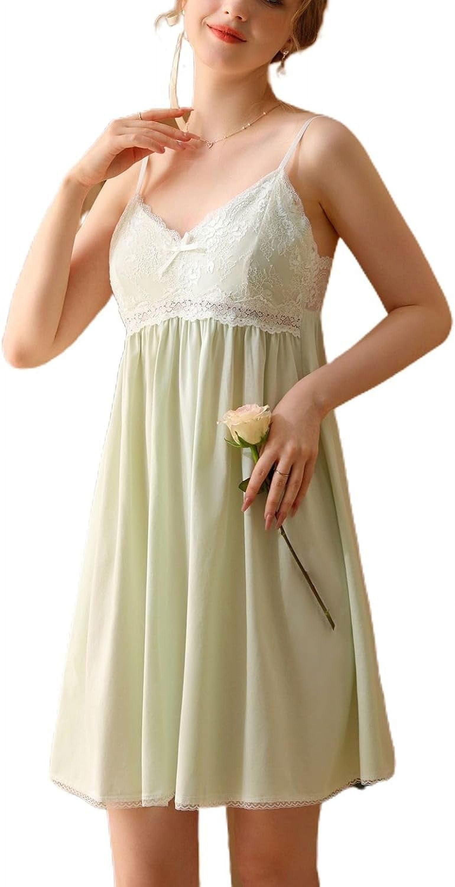 HLSOHJP Women's Soft Nightgown Victorian Sleeveless Sleep Dress Night ...