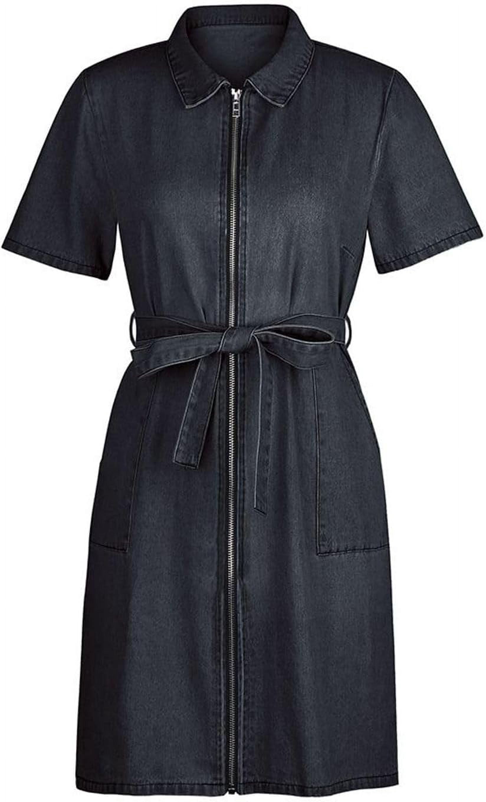 HLSOHJP Women's Summer Denim Dress Short Sleeve Dresses Holiday Dinner ...