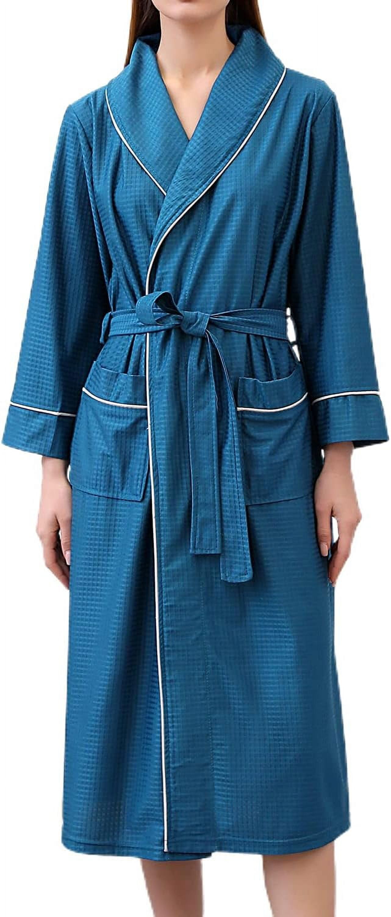 HLSOHJP Women's Waffle Robe SPA Long Bathrobe Soft Hot Tub Knee Length ...