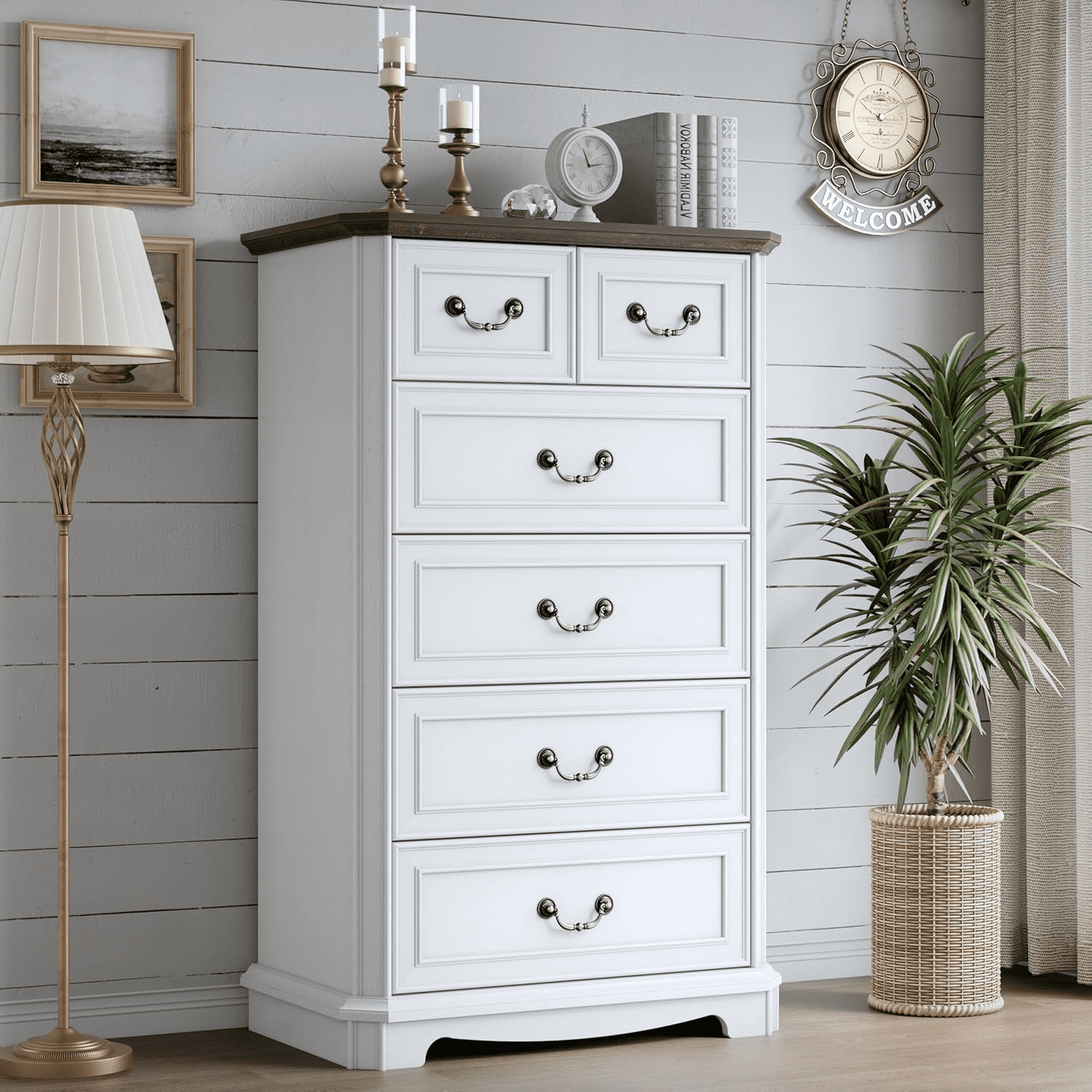 6-Drawer Dresser for Bedroom Rustic Wooden Chest of Drawers with ...