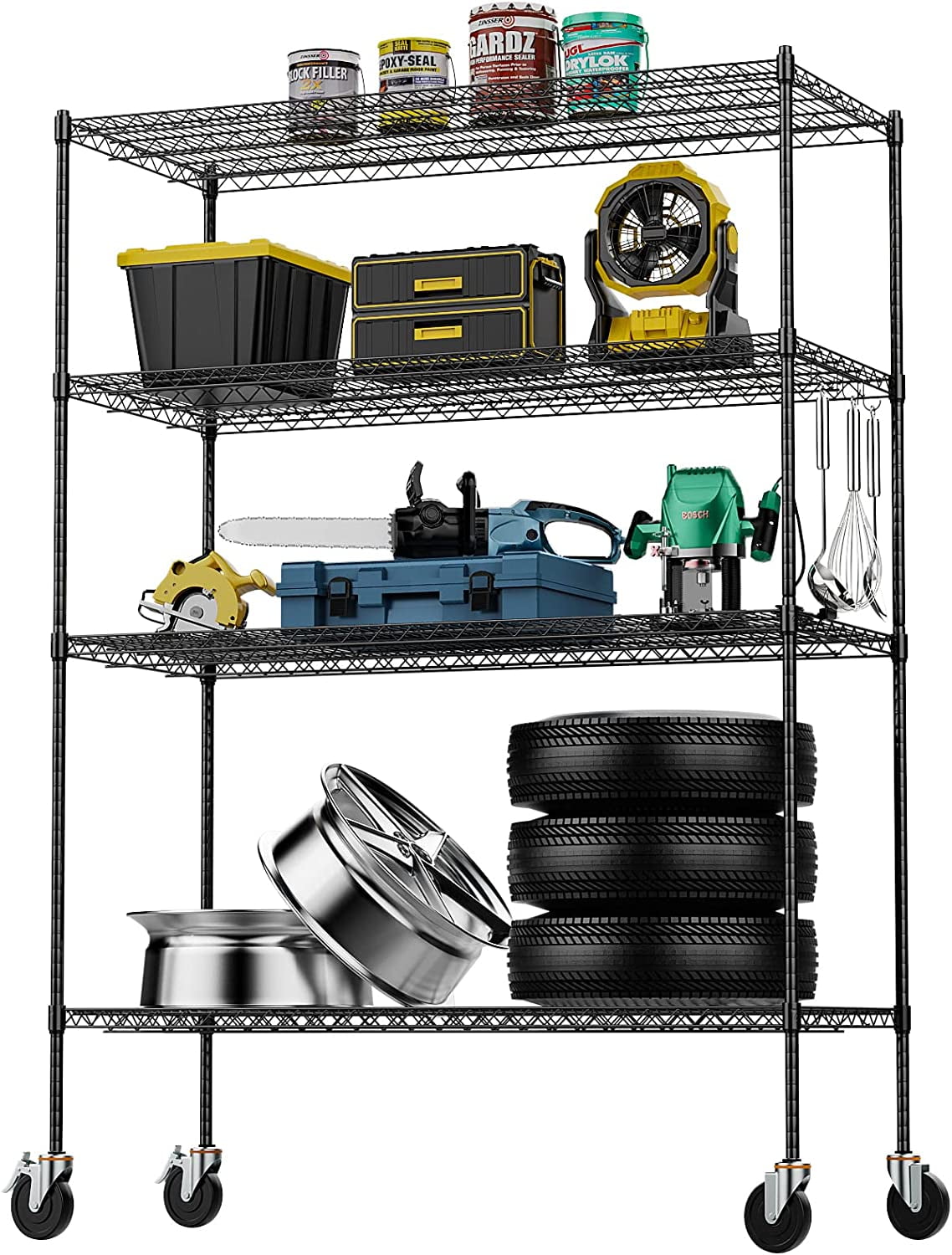HLTIDUJ Wire Shelving Unit with Wheels Heavy Duty Commercial-Grade ...
