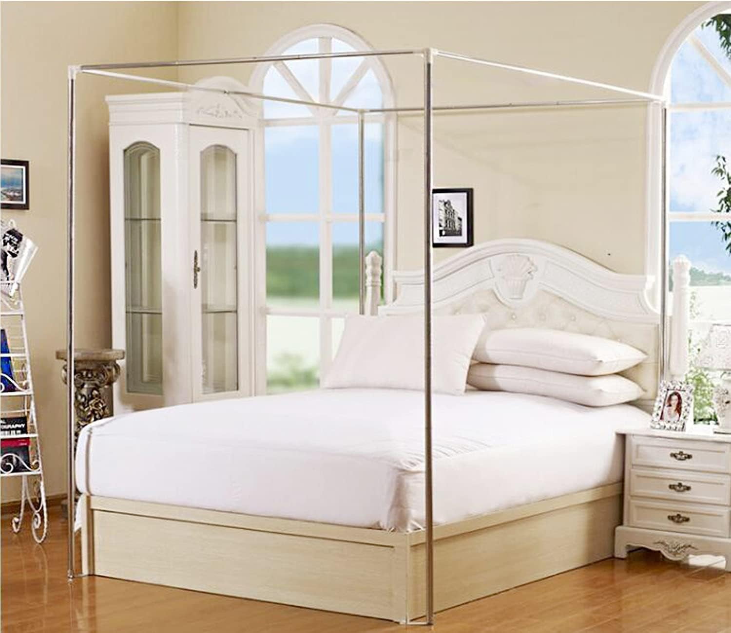 HLTIFJU 4 Corner Bed Mosquito Net Holder Bed Canopy Frame Canopy Made ...