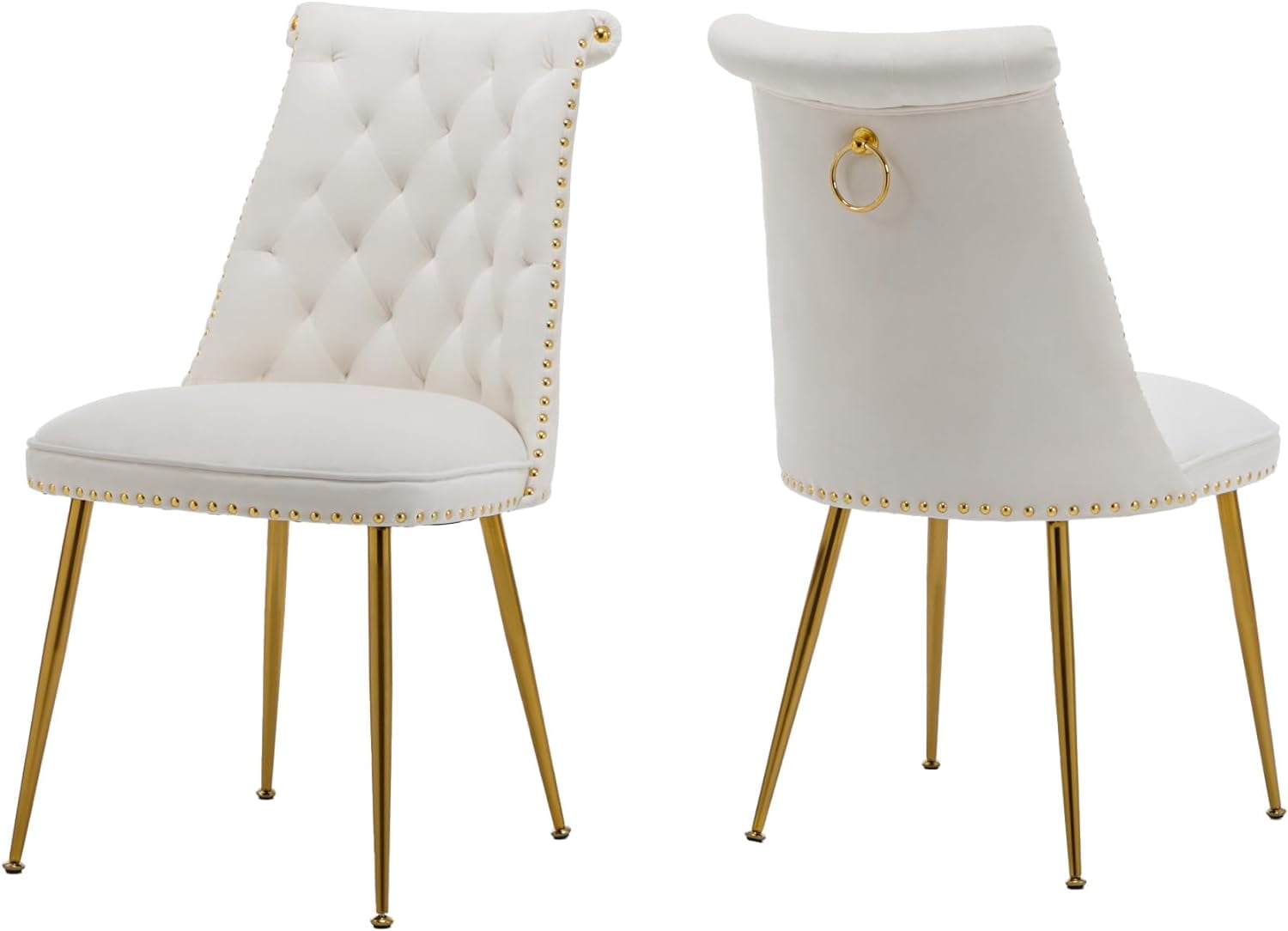HLTJDUN Velvet Dining Chairs ，Black Upholstered High Back Chairs for ...