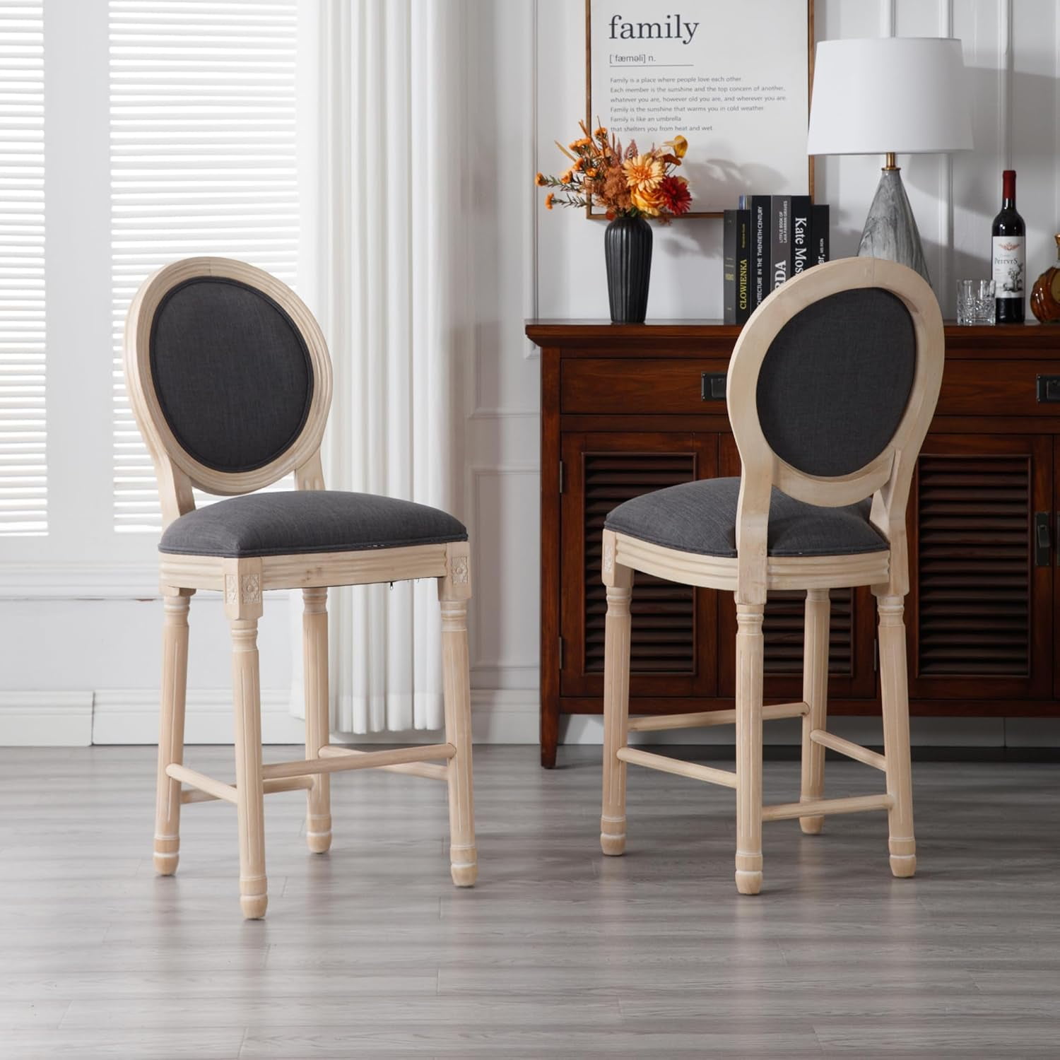 Solid Wood Bar stools Classic French Country Wooden Barstools with ...