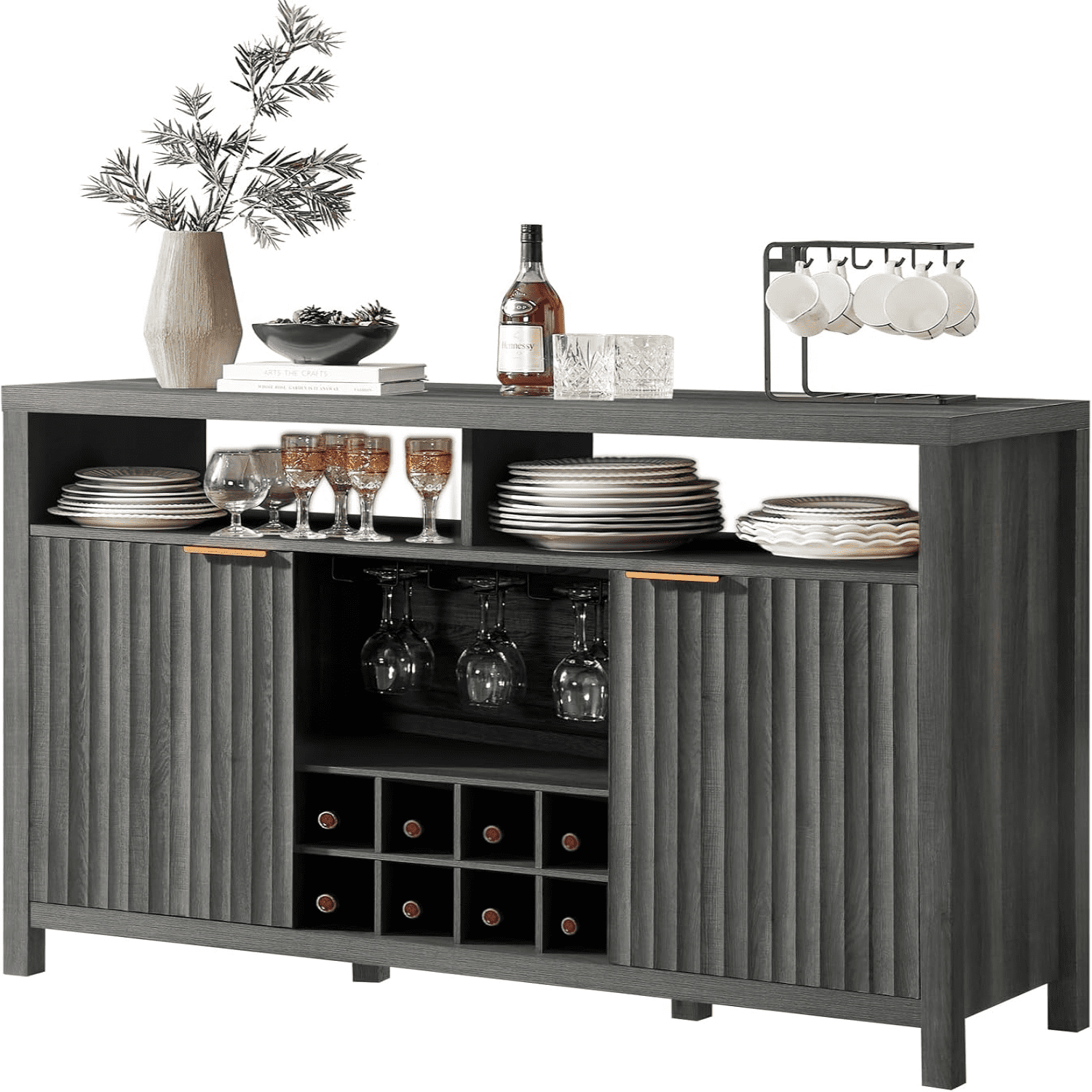Wine Bar Cabinet Oxford Fluted Modern Coffee Liquor Cabinet with ...